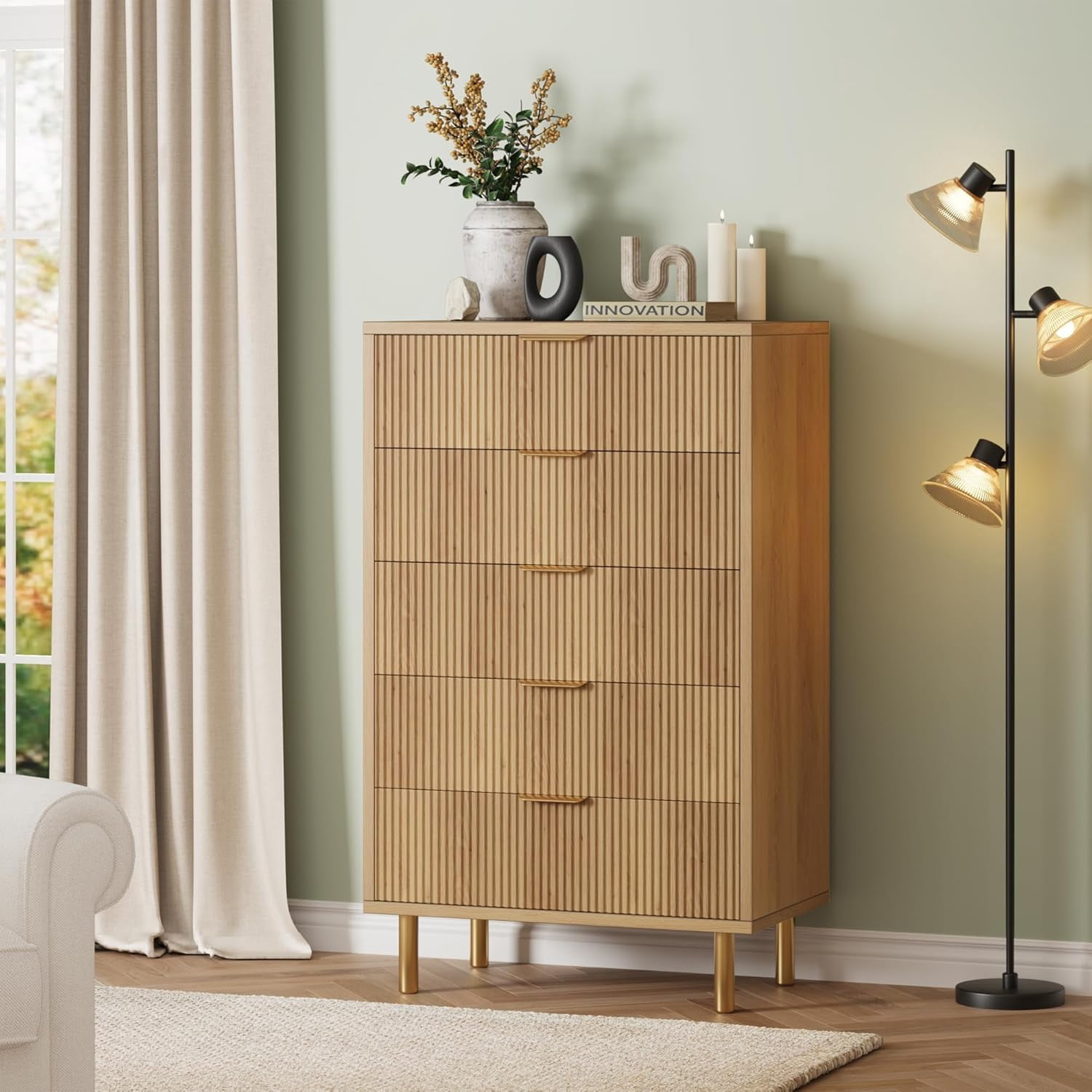 M optimized 5 Drawer Dresser for Bedroom, 48" Tall Dresser Organizer ...