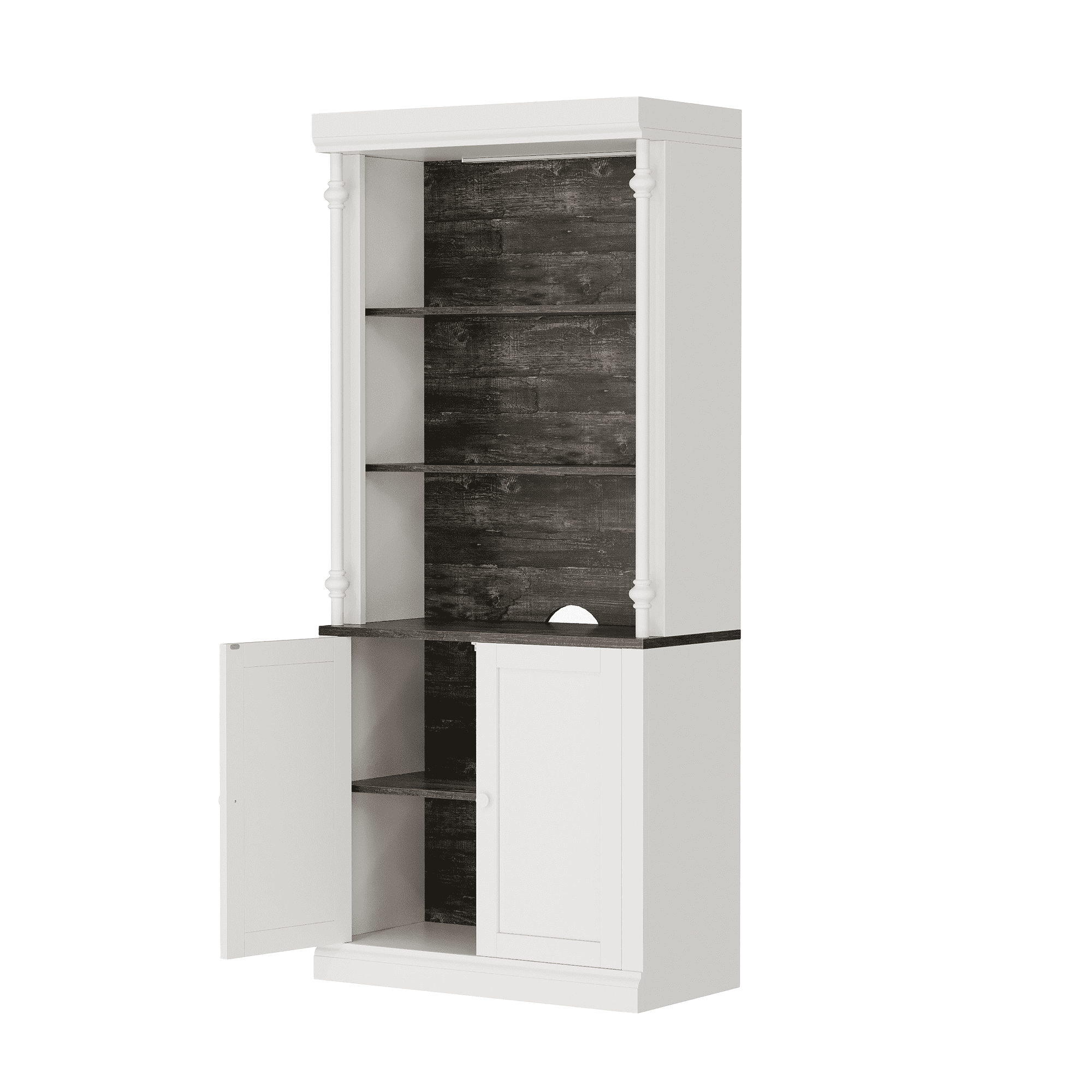 M optimized 5-Tier Tall Adjustable Bookcase, Roman Column Bookshelf ...