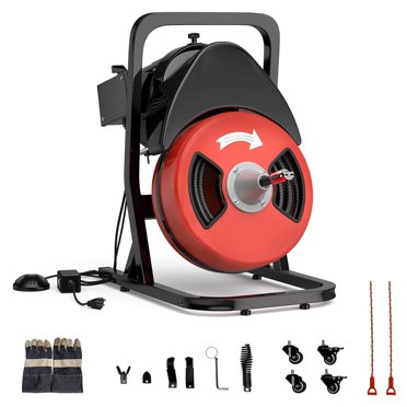 Drain Cleaner Machine, 50FT Long 1/2" (4) Electric Drain Auger, Sewer ...