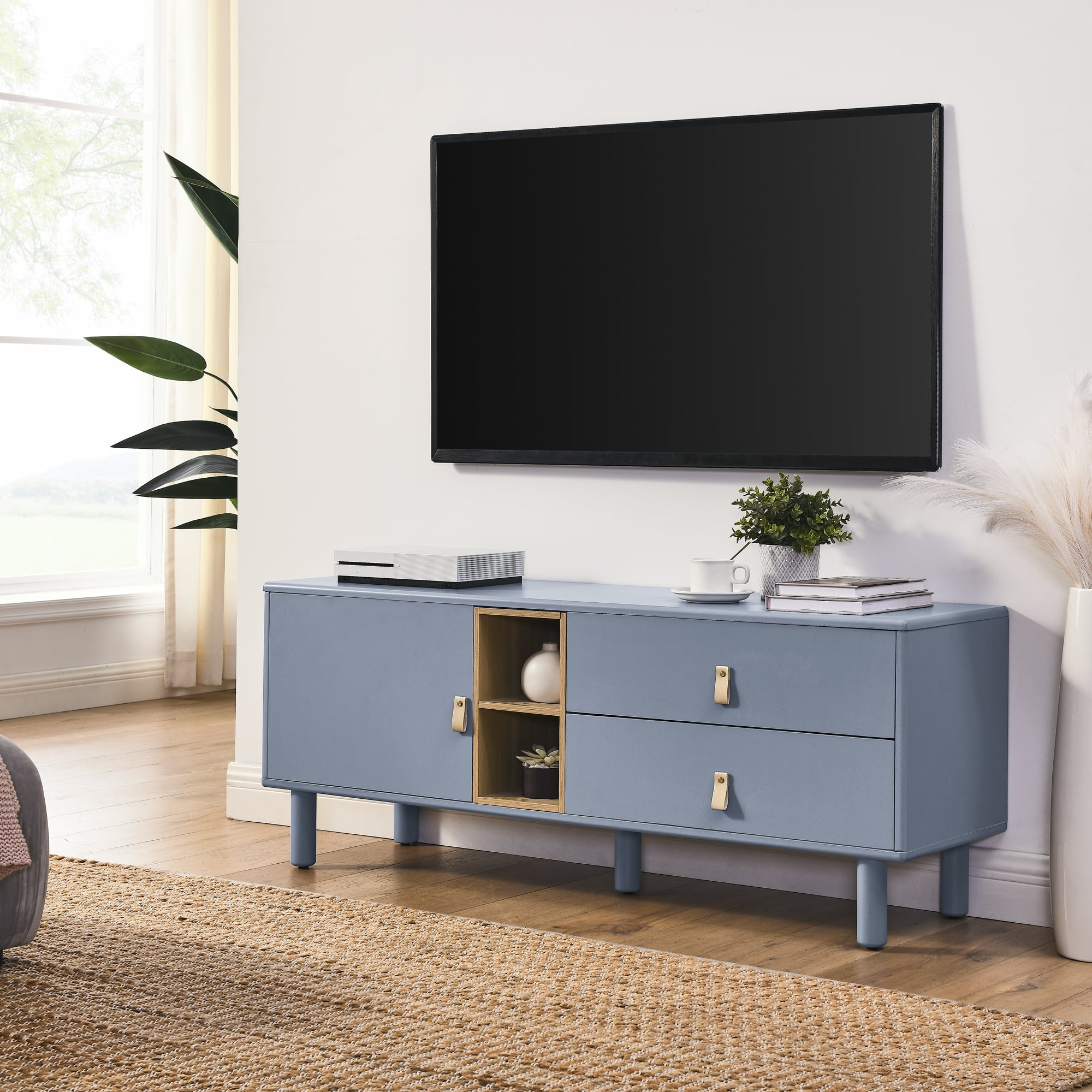 M optimized 54" Modern TV Stand Entertainment Center with Solid Wood ...