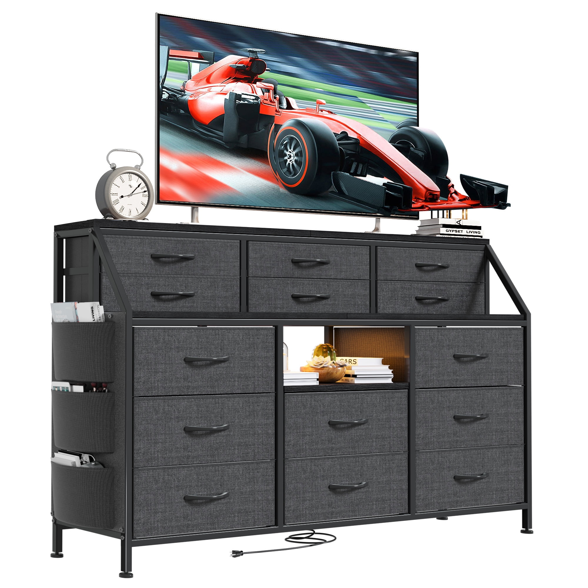 M optimized 55" Dresser for Bedroom with Power Outlets and LED Lights ...