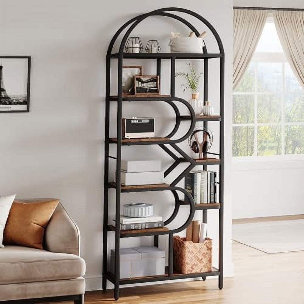 M optimized 6 Tier Arched Bookcase 81.7" Tall Display Racks Geometric ...
