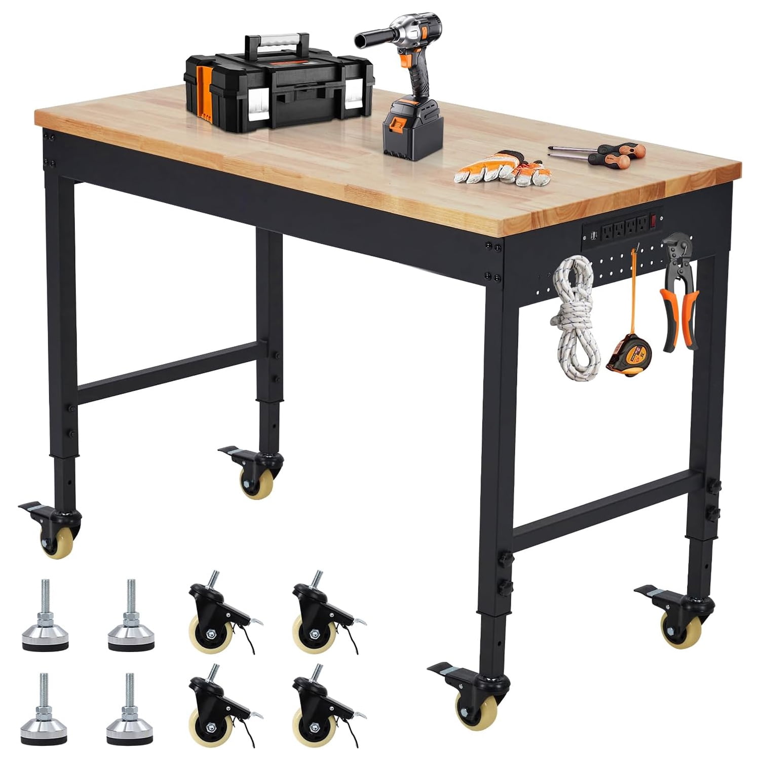 M optimized 60" Adjustable Workbench 2000 lbs Capacity, Wood Table ...