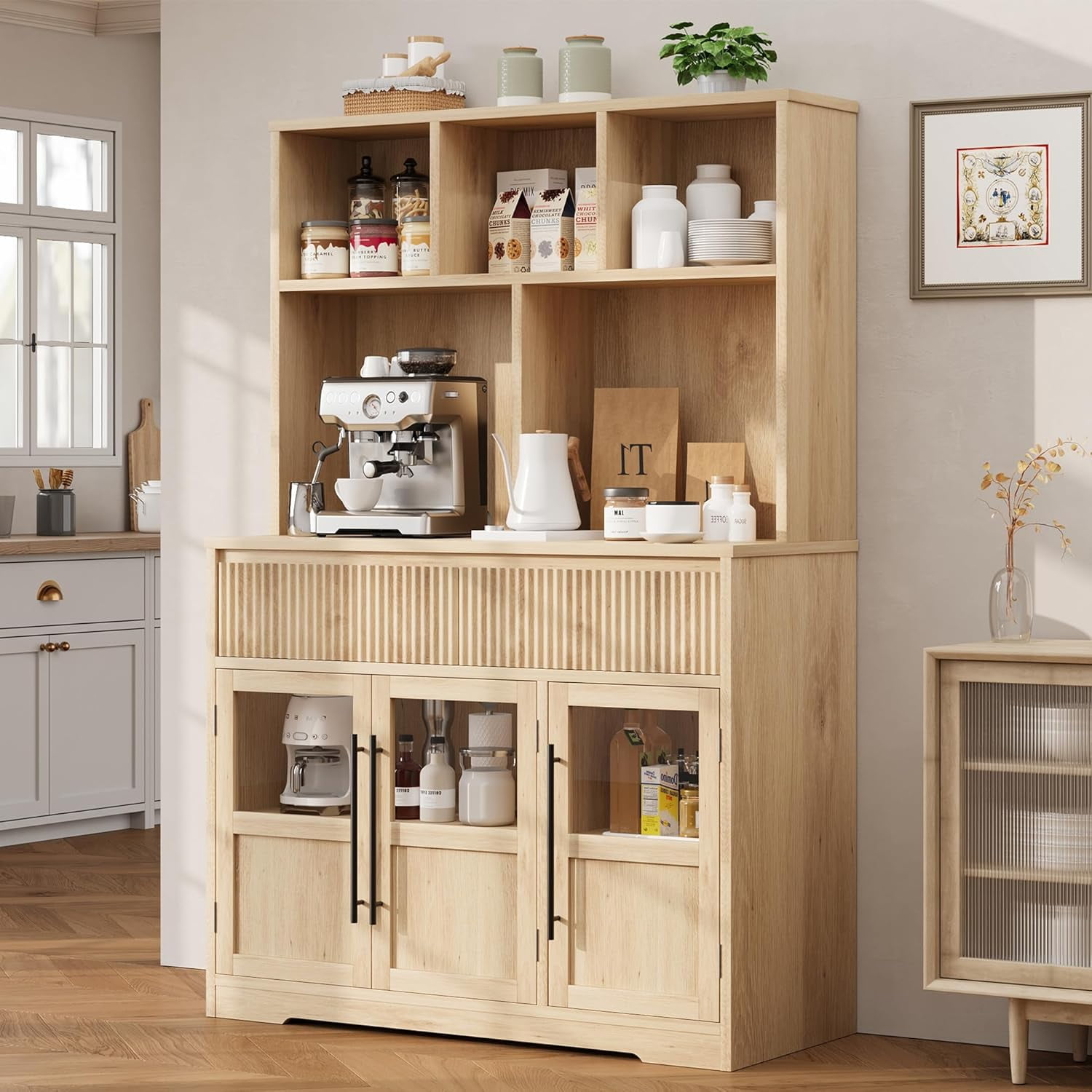 M optimized 60'' Kitchen Pantry Cabinet, Wooden Kitchen Cabinet Pantry ...