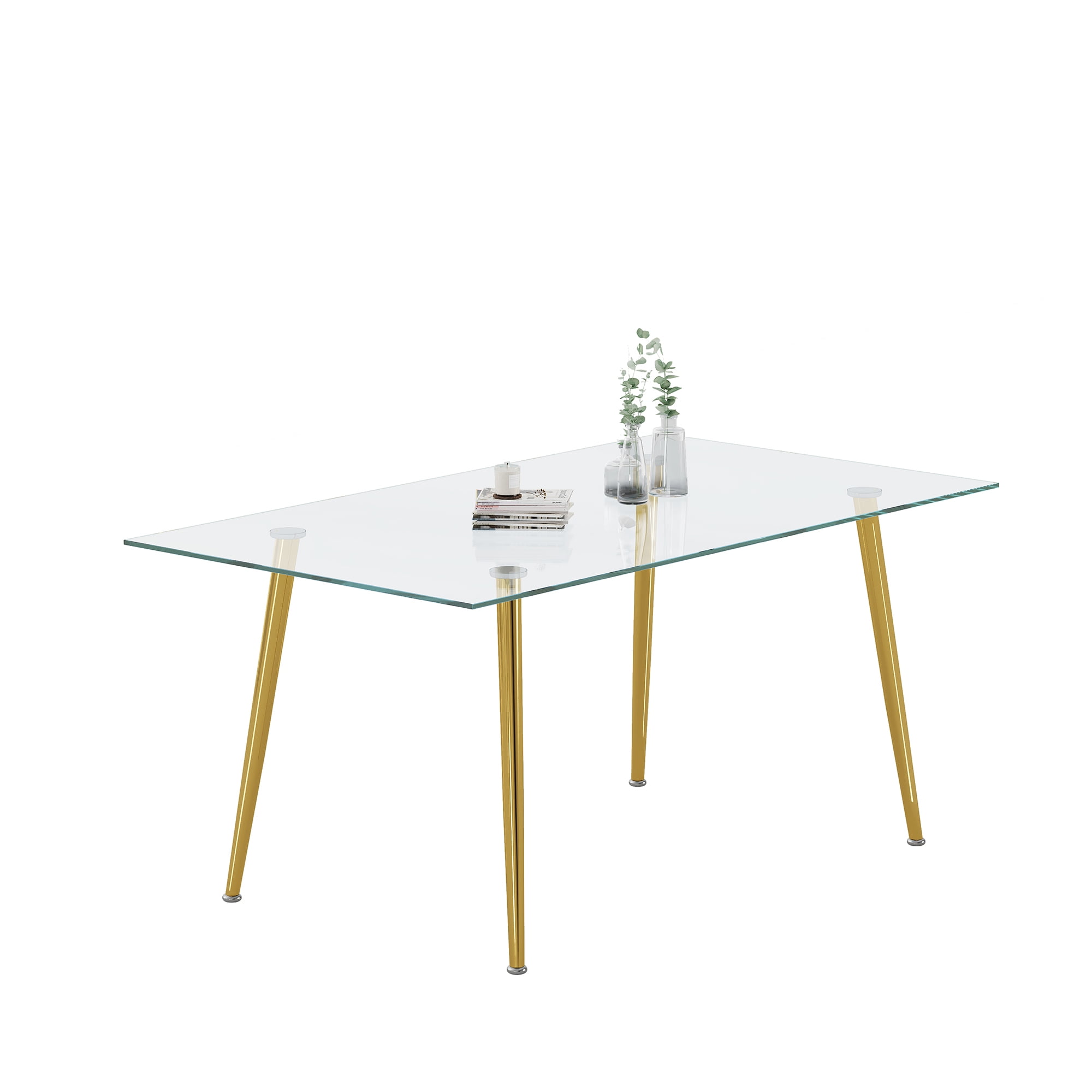 M optimized 63" Glass Dining Table, Modern Kitchen Dining Room Table ...