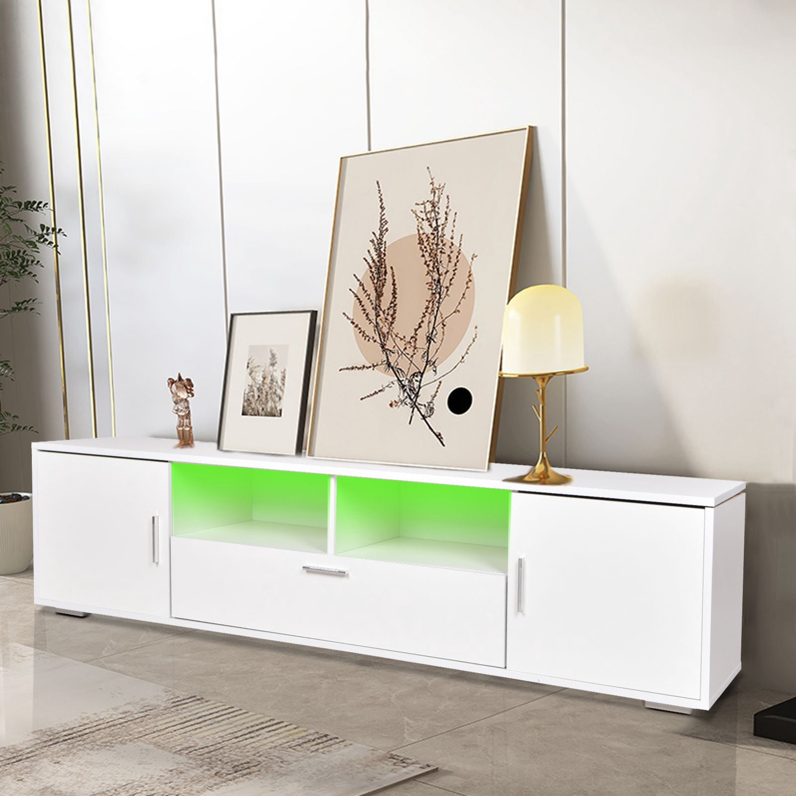 M optimized 63" LED Modern TV Stand Storage Cabinet with 16 Colors ...