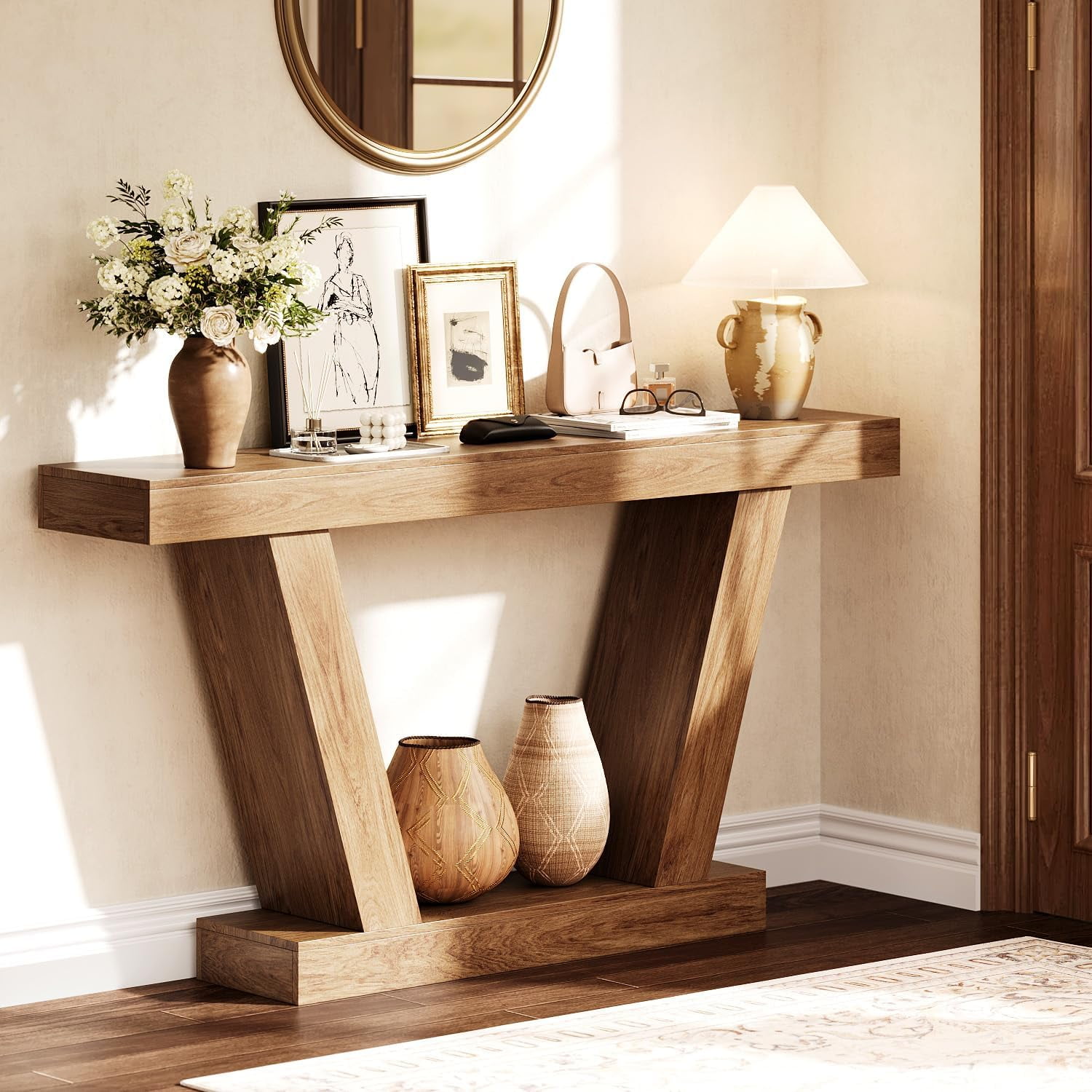 M optimized 63" Long Console Table, Wooden Sofa Narrow Entryway Table ...