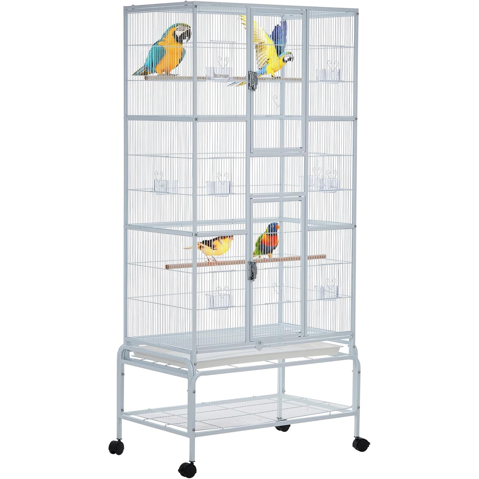 M optimized 69" Extra Large Bird Cage Metal Parrot Cage w/ Detachable ...