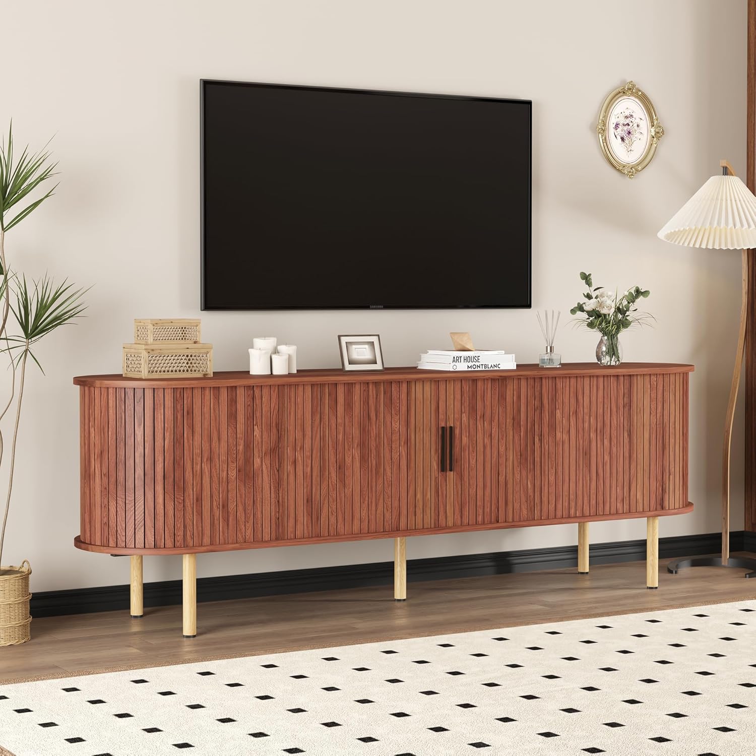 M optimized 70" TV Stand, Modern TV Console Table with Storage ...