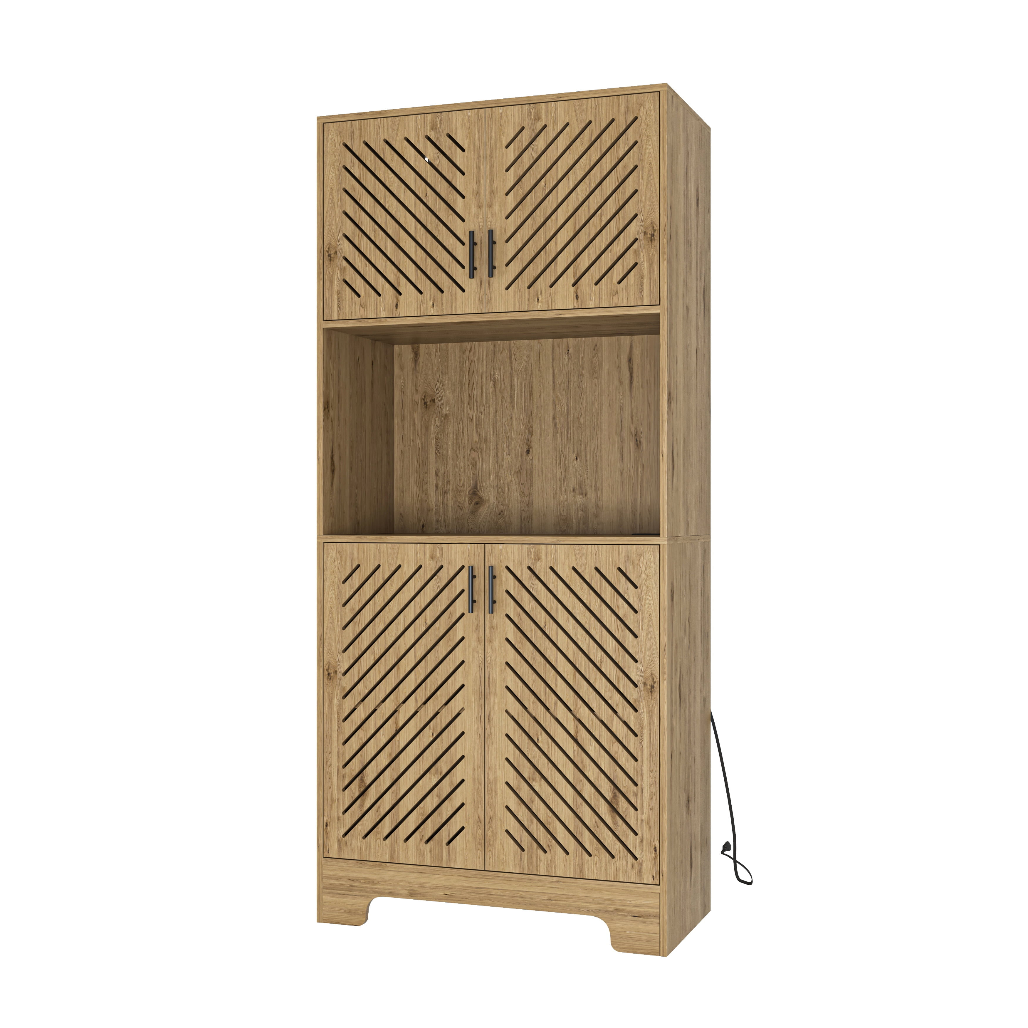 M optimized 71'' Kitchen Pantry Cabinet Storage Hutch with Microwave ...