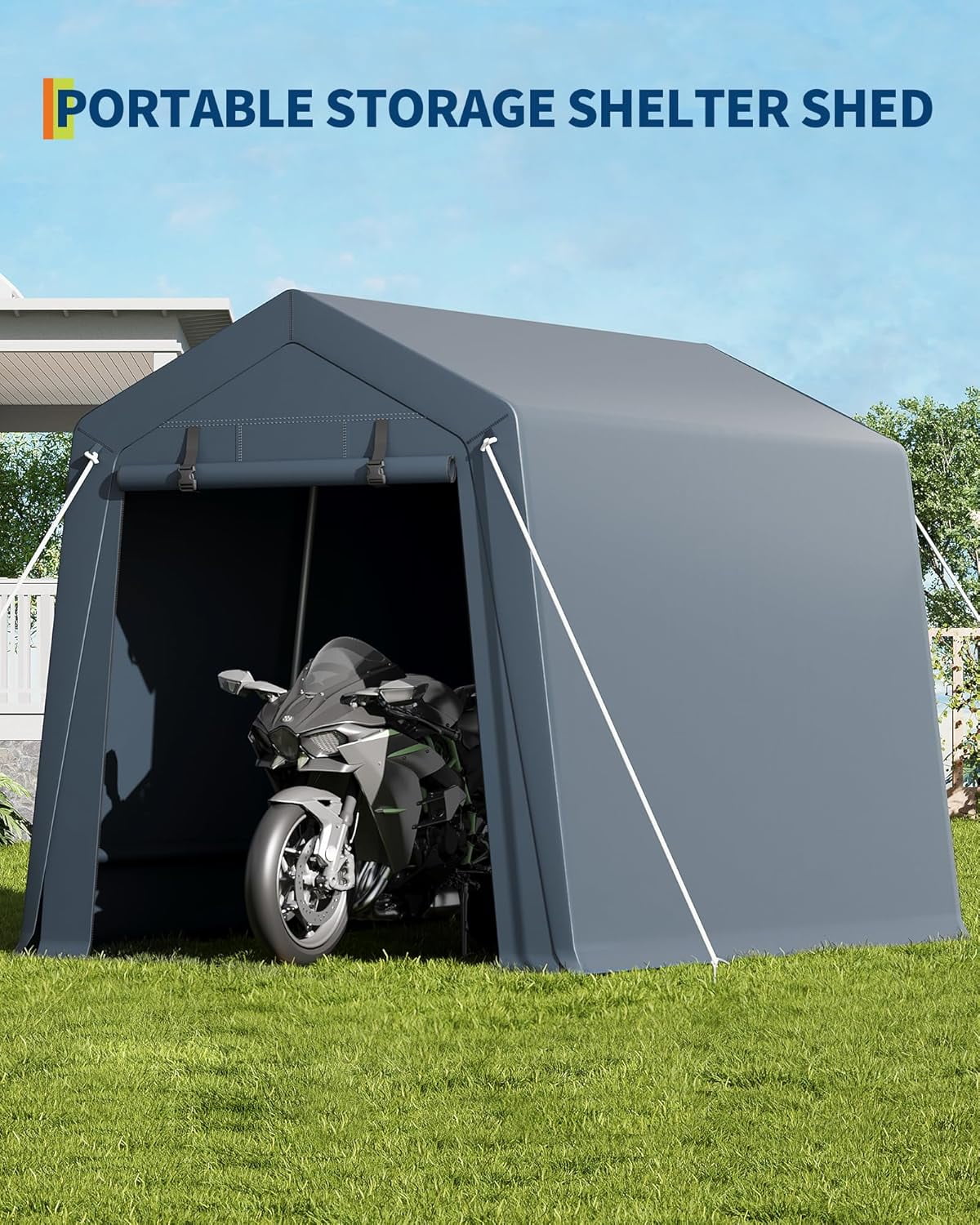 M optimized 7x10ft Outdoor Portable Storage Shed w/ Roll-Up Door & Vent ...