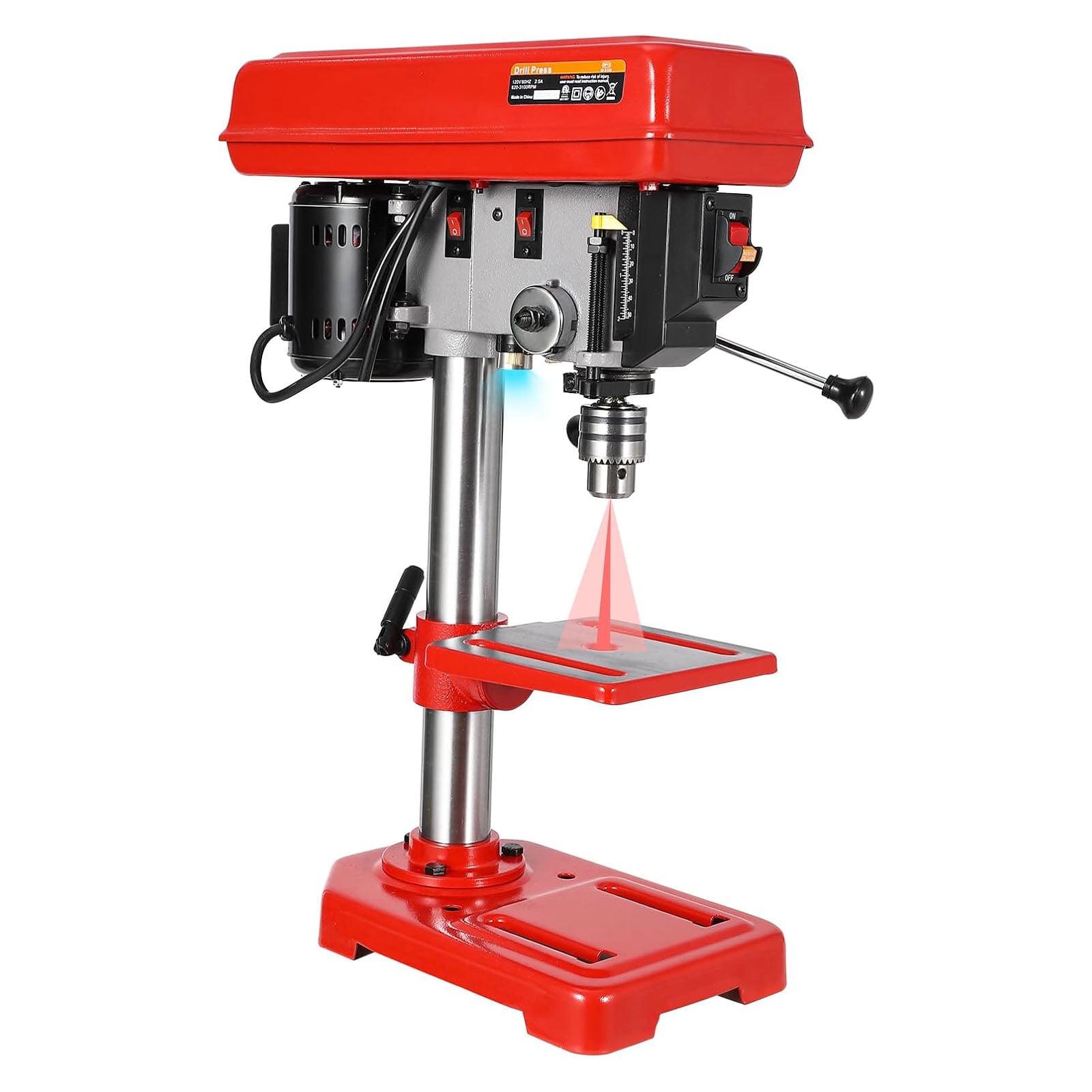 M optimized 8" Benchtop Drill Press, Laser Ray (Class II Max. 1mW), Tabletop Drilling Machine ...