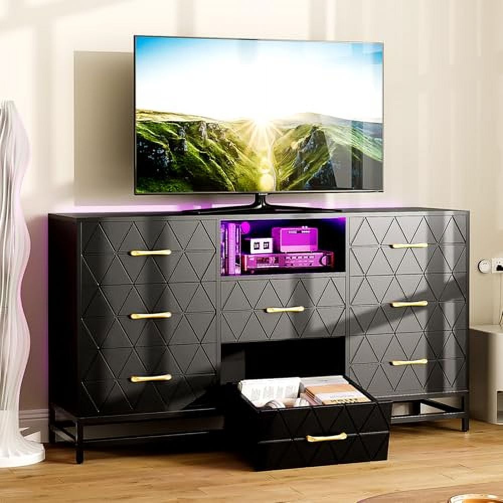 M optimized 8 Drawer Dresser for Bedroom, Dresser with LED Light, 59 ...