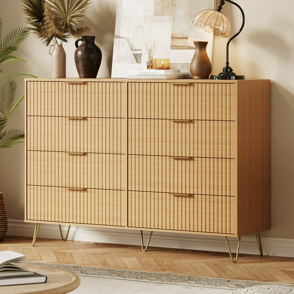 M optimized 8-Drawer Fluted Dresser for Bedroom, 55" Wide Modern Chest ...