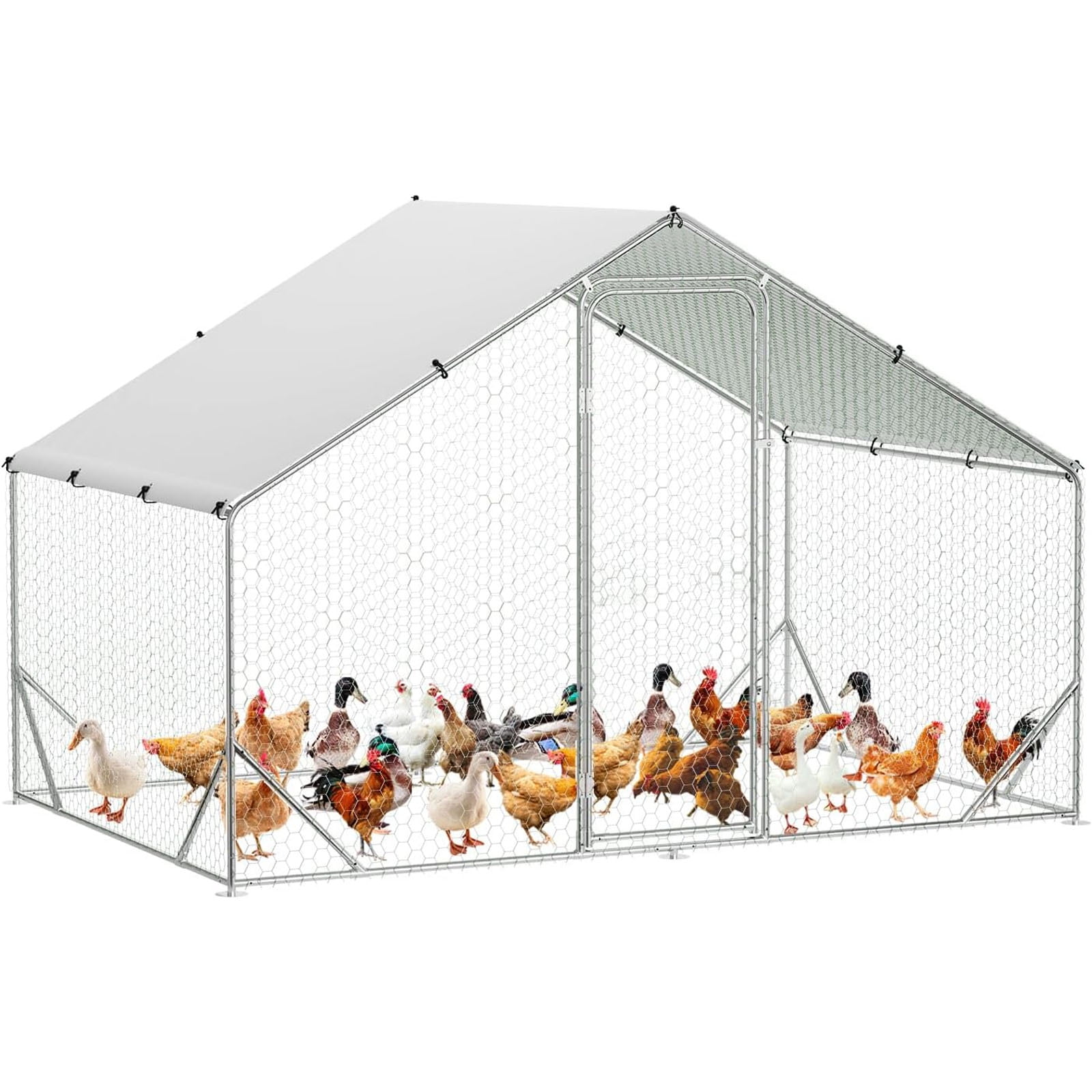 M optimized 9.8' x 6.5' x 6.5' Chicken Coop Run, Galvanized Steel ...