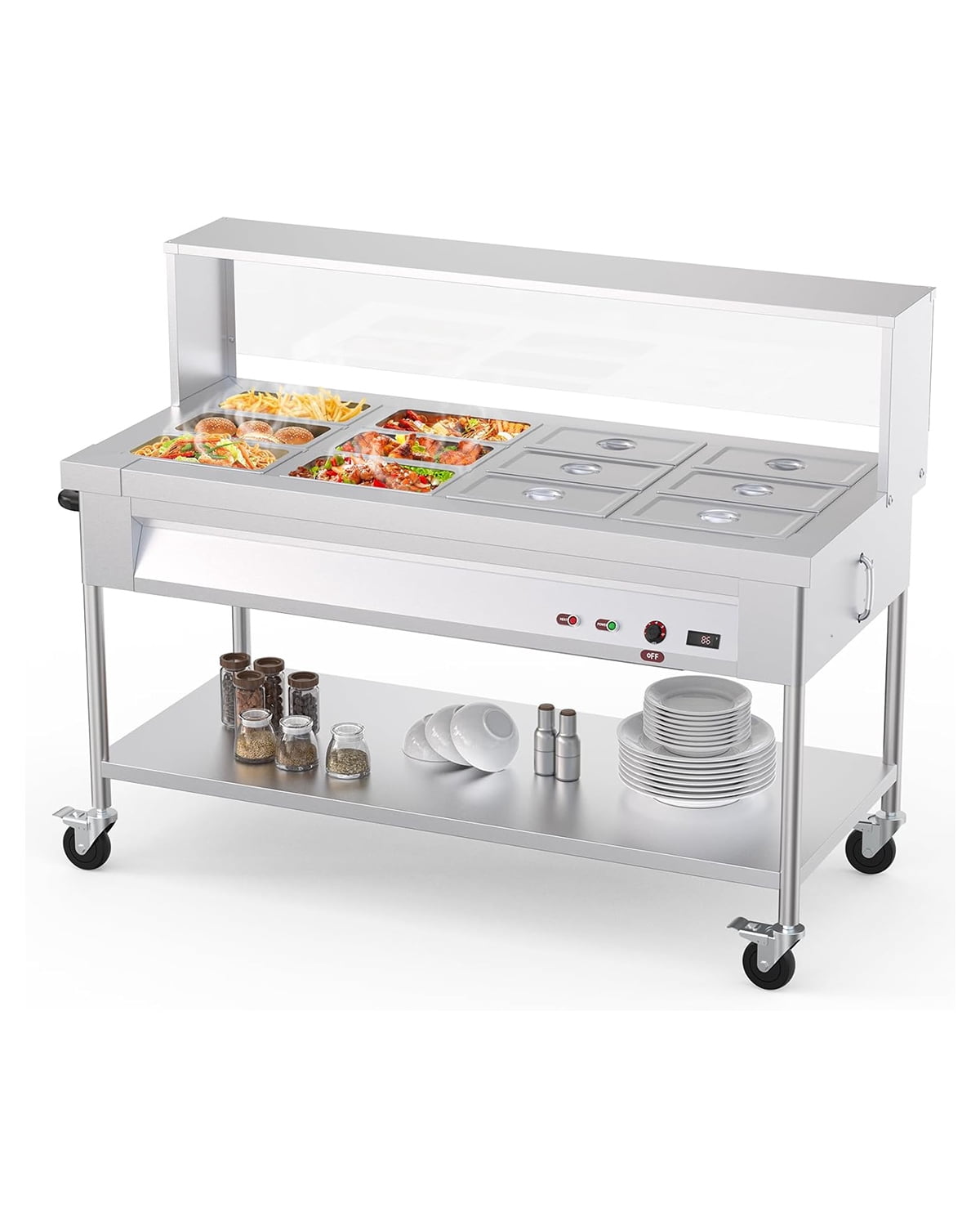 M optimized 96QT Steam Table 12x8QT Electric Commercial Food Warmer 12 ...