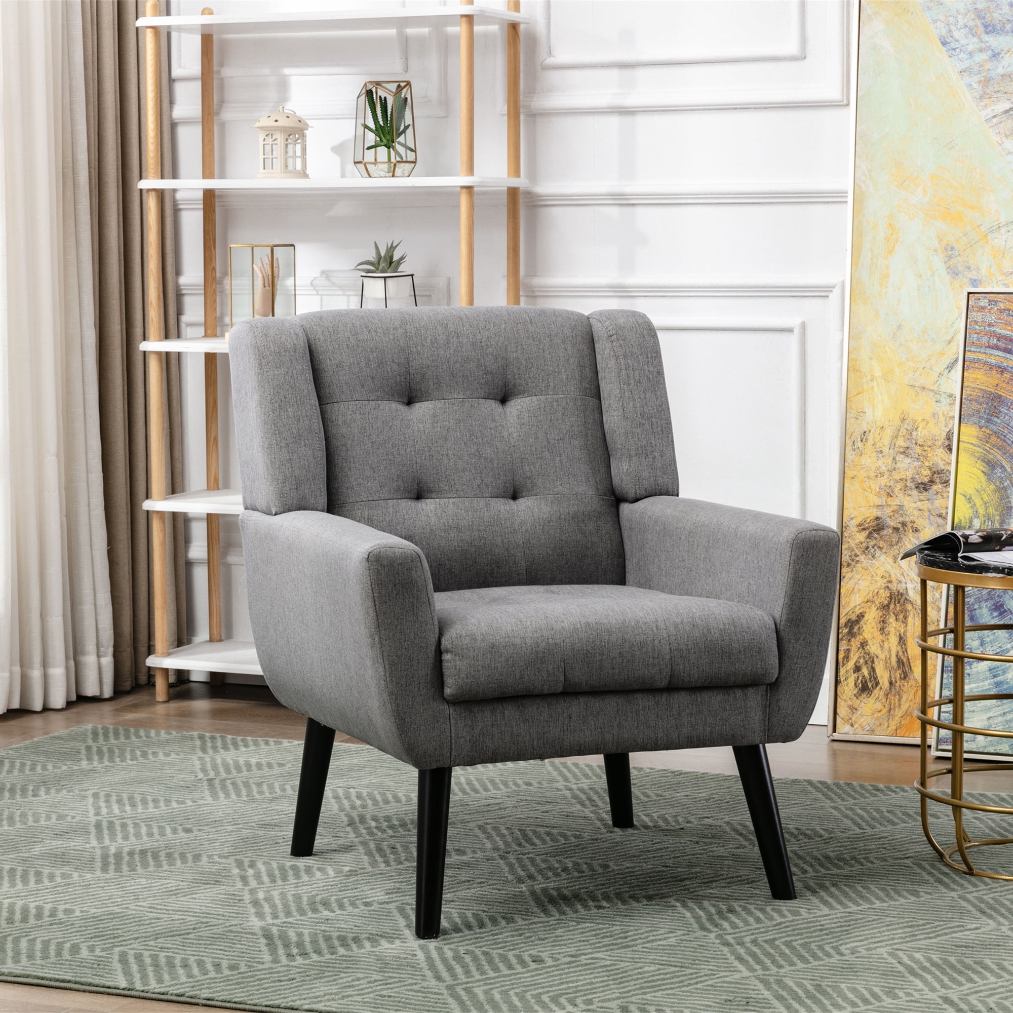 M optimized Accent Armchair with Velvet Cushion Curved Back Modern ...