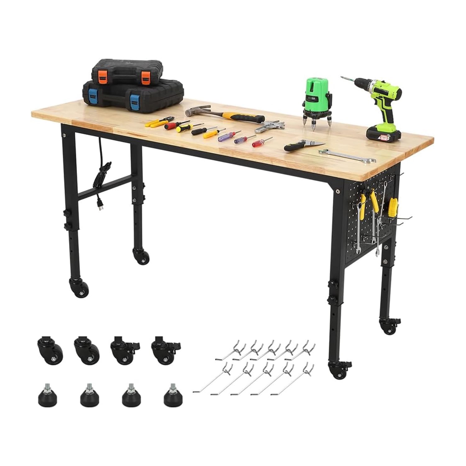 M optimized Adjustable Height Workbench, Rolling Garage Work Benches ...