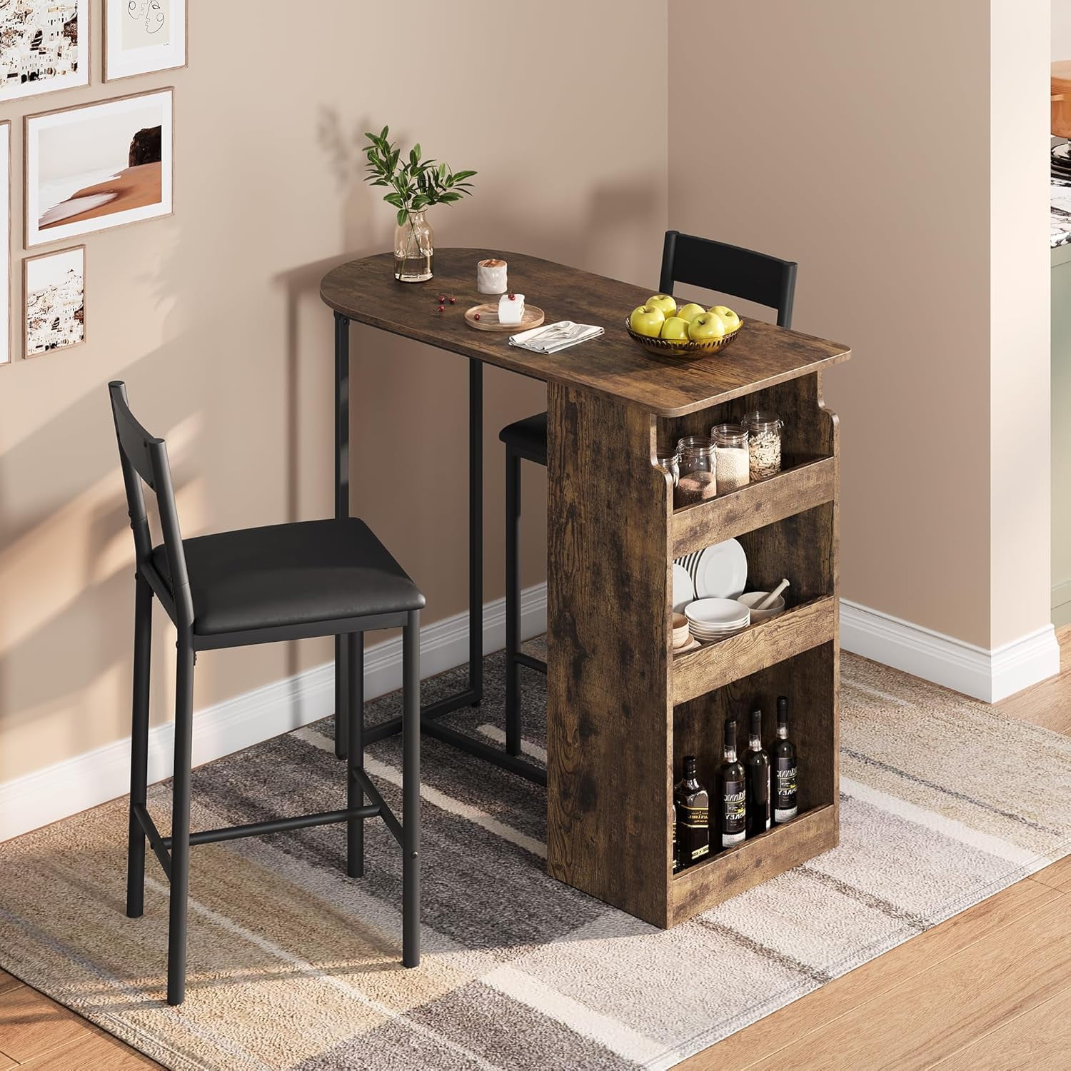 M optimized Bar Table and Chairs Set, Pub Table and Chairs Set of 2, 3 ...