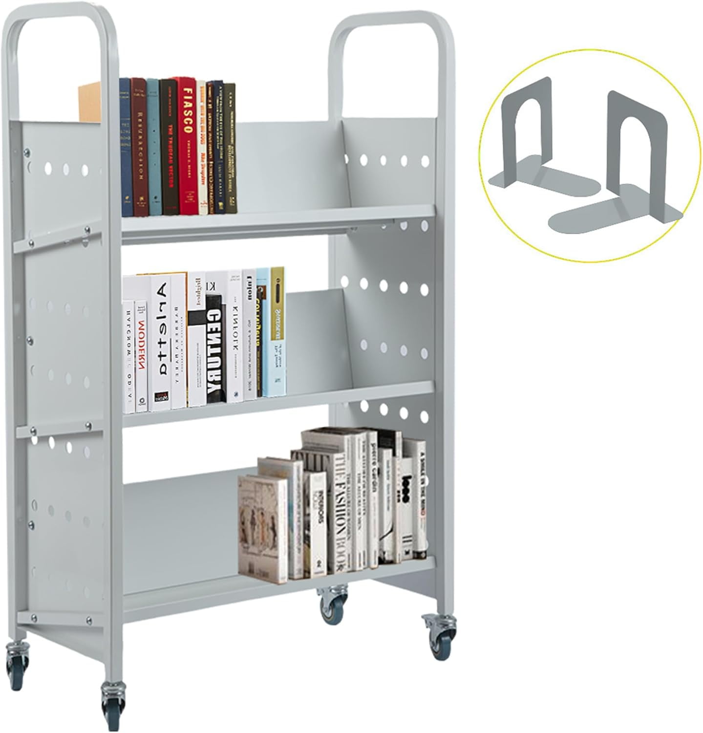 M optimized Book Cart 200 lbs Library Cart, 29.5"x13.7"x49" Rolling ...