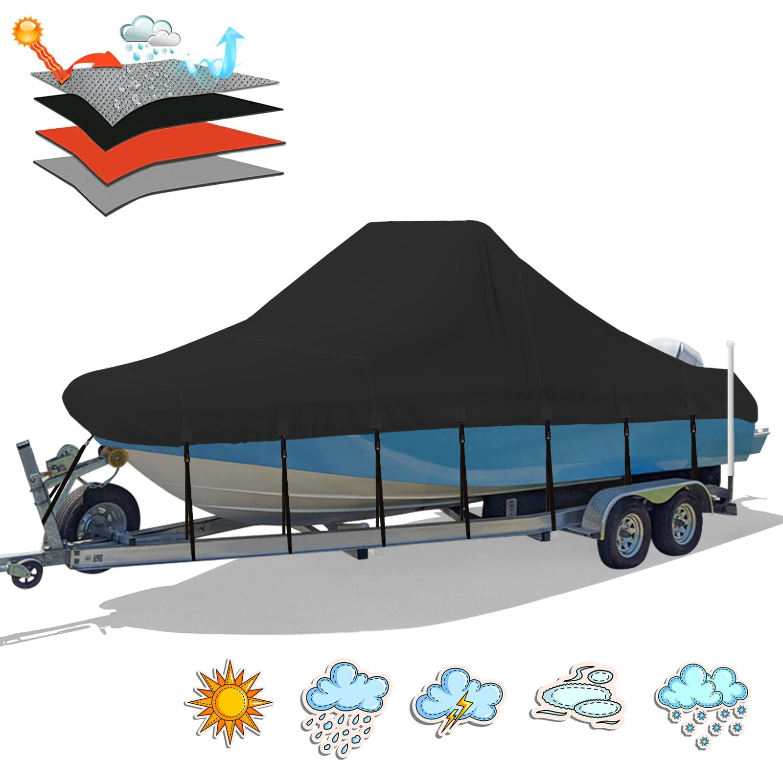 M optimized Center Console Boat Cover, Waterproof PU Heavy Duty Marine ...