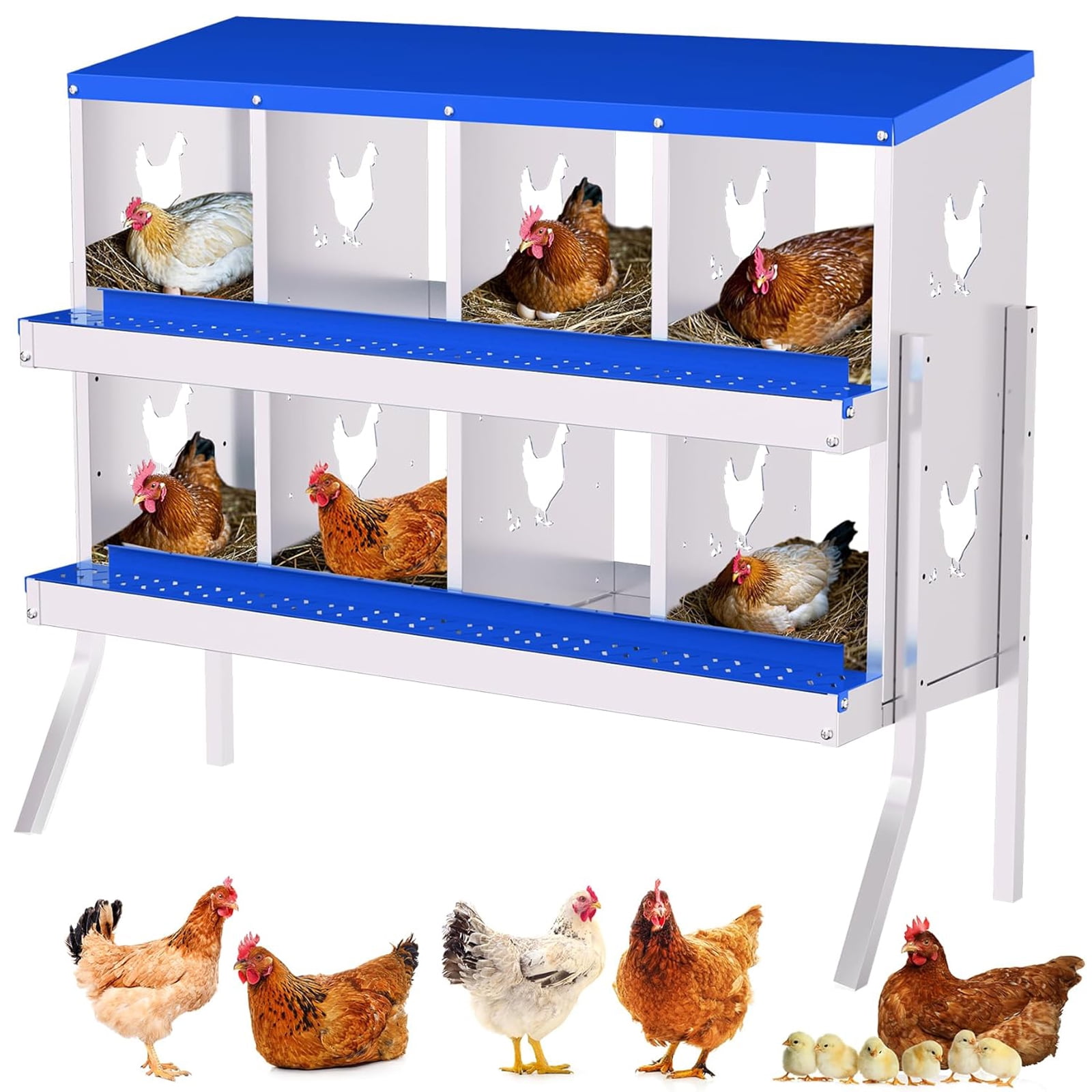 M optimized Chicken Nesting Box with Legs, 8 Compartments Galvanized ...