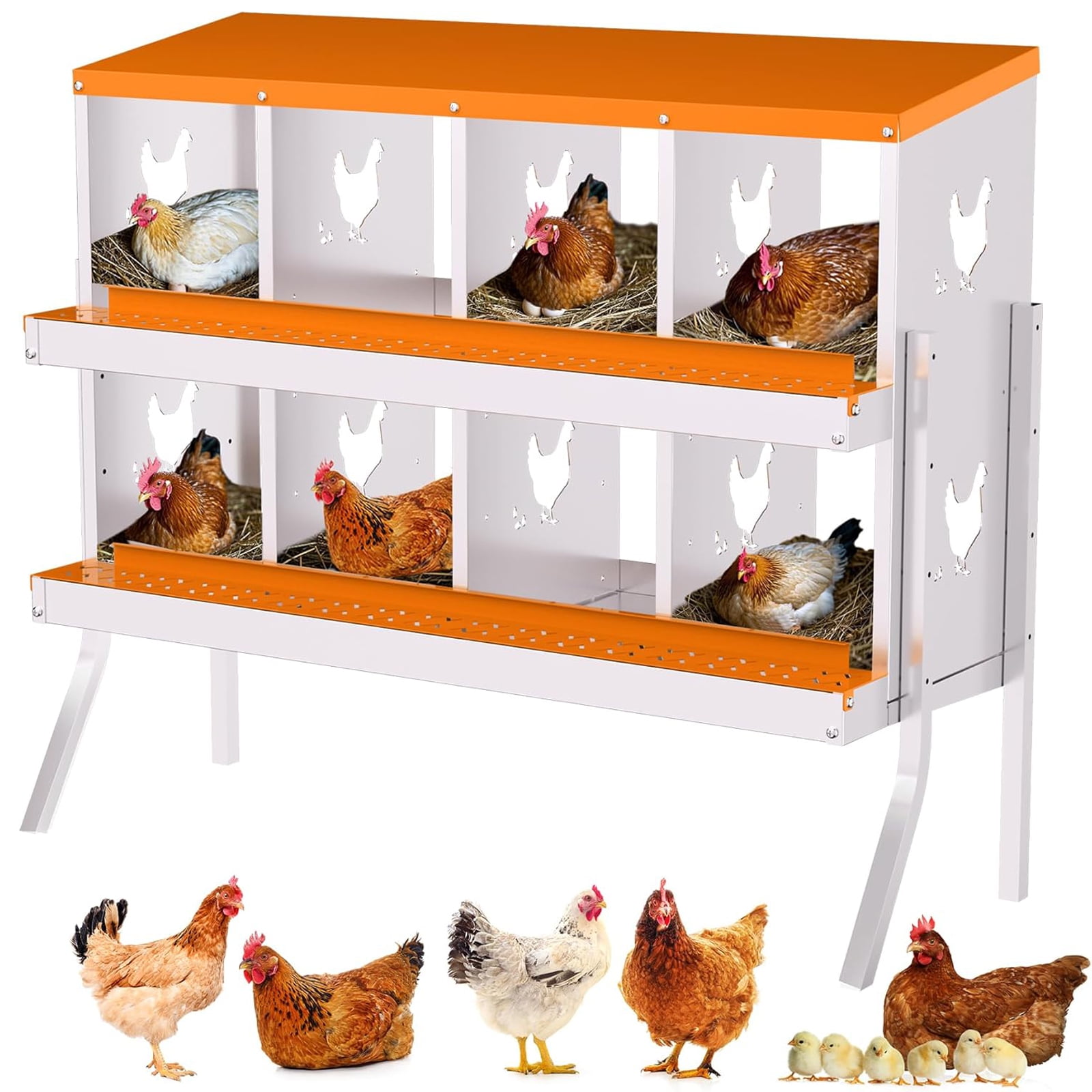 M optimized Chicken Nesting Box with Legs, 8 Compartments Galvanized ...