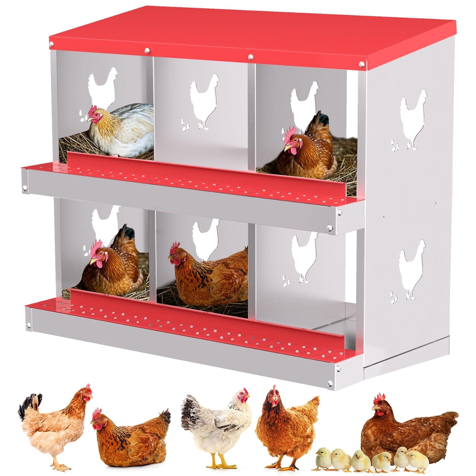 M optimized Chicken Nesting Boxes with 6 Compartments Hen Laying Nest ...
