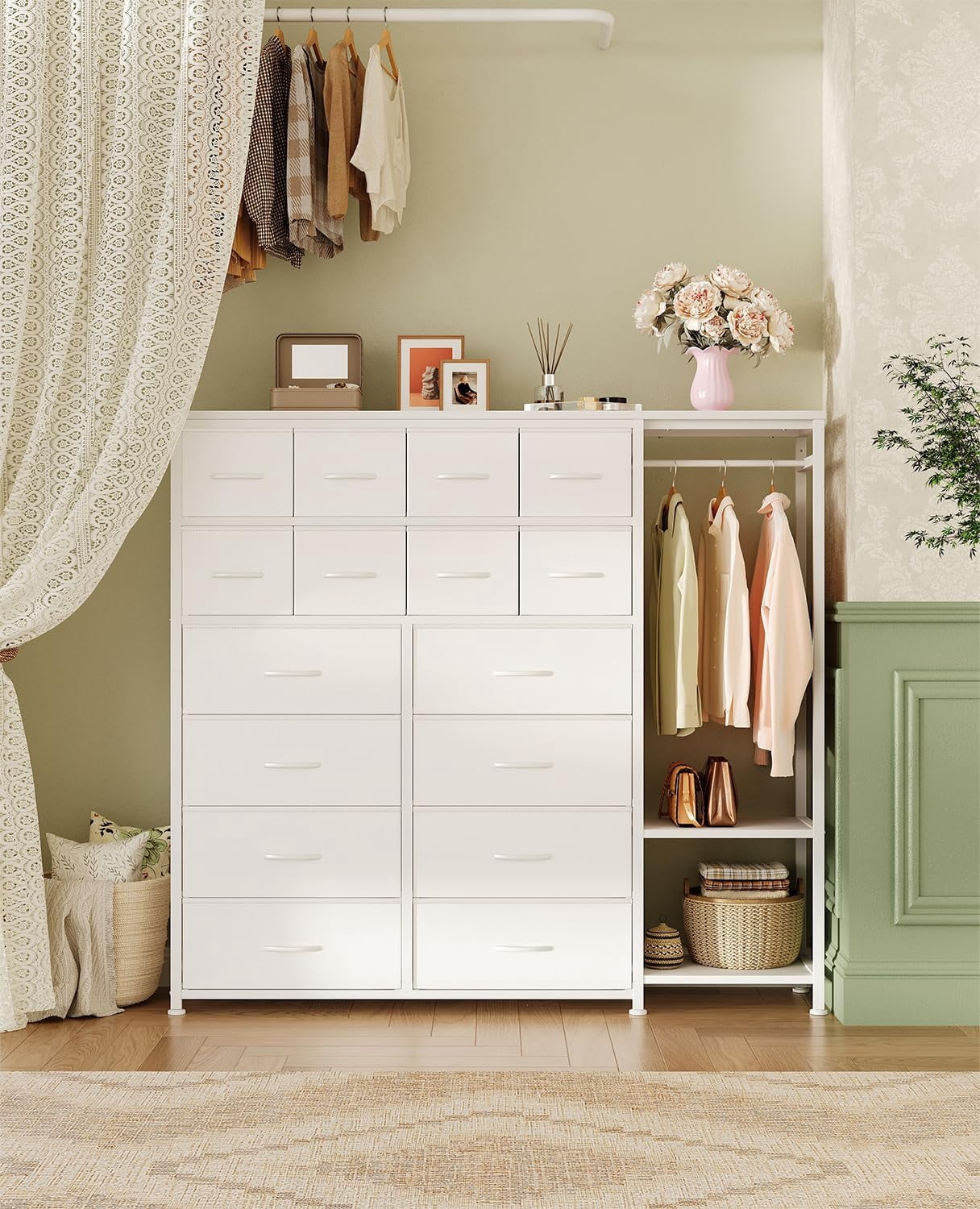 M optimized Clothes Rack with 16 Fabric Drawers & 2 Storage Shelves ...