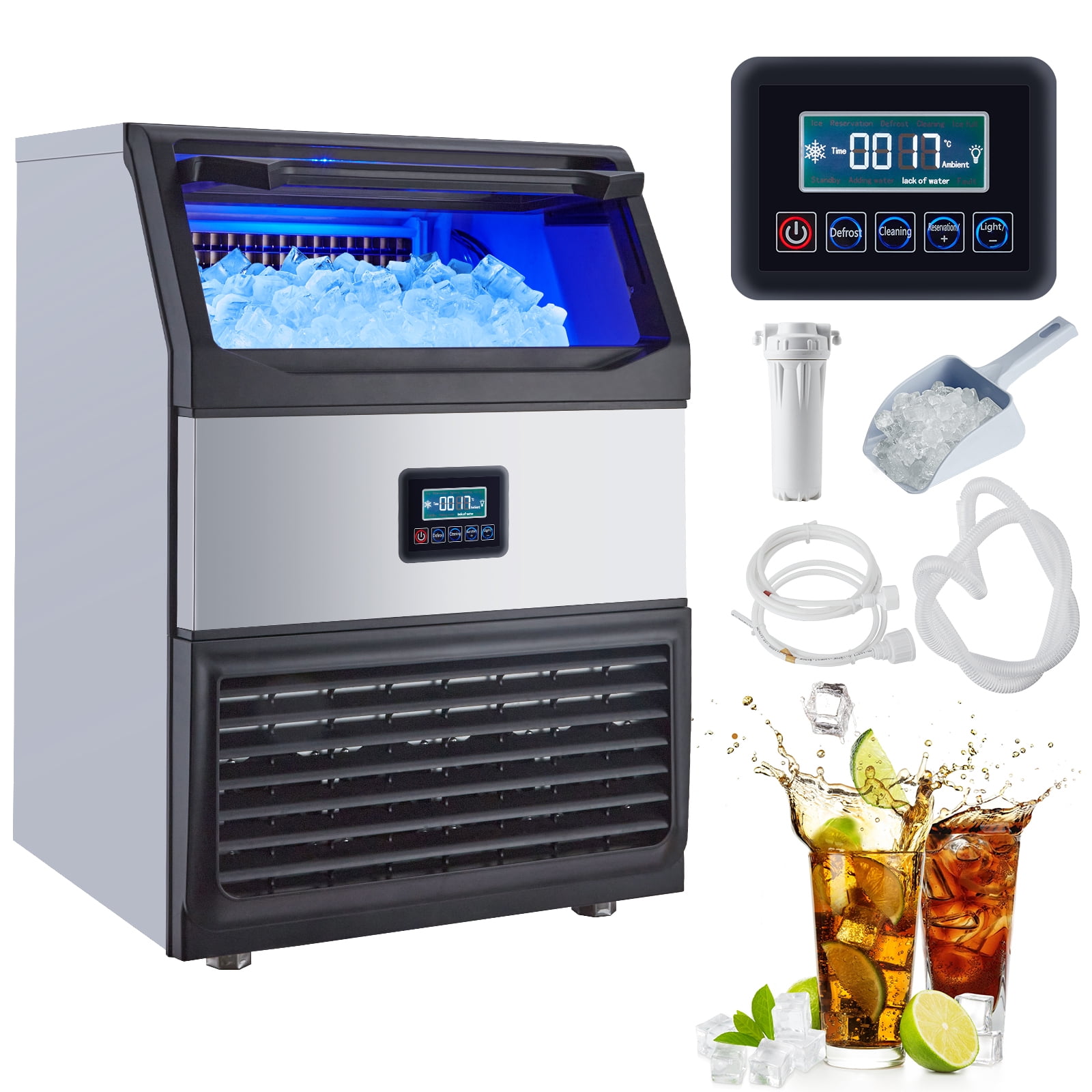 M optimized Commercial Ice Maker Machine, 200LB/24H Stainless Steel ...