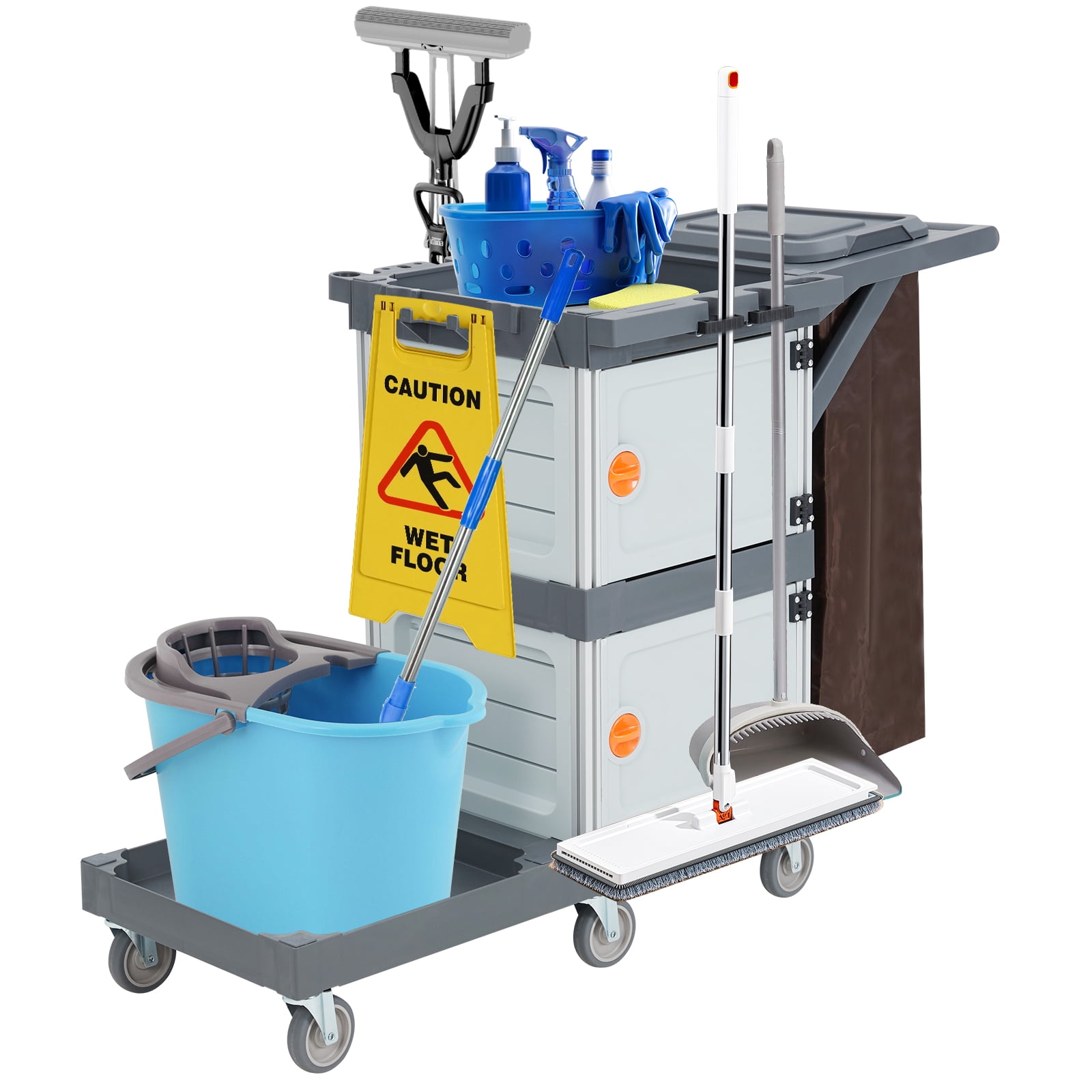 M optimized Commercial Janitorial Cart with 2 Cabinet - Black ...