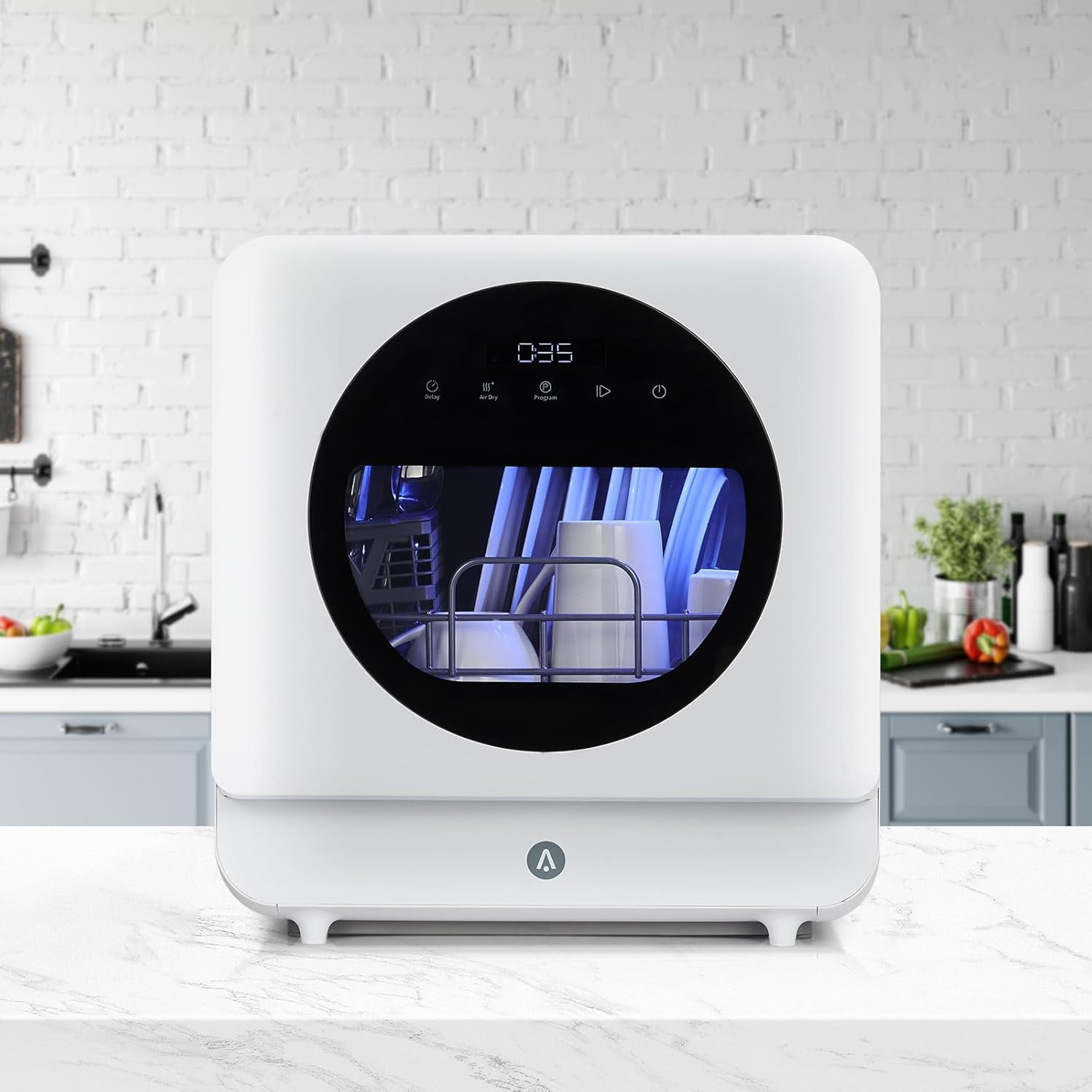 M optimized Compact Countertop Dishwasher, Double Transparent Window ...