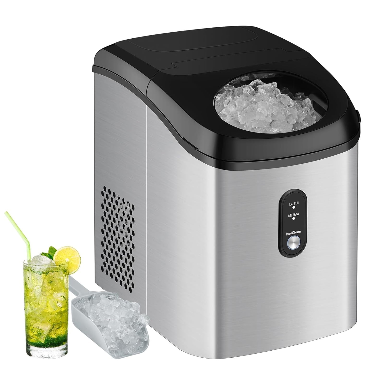 M optimized Compact Nugget Ice Maker, 33 lbs/Day Countertop Ice Maker w ...