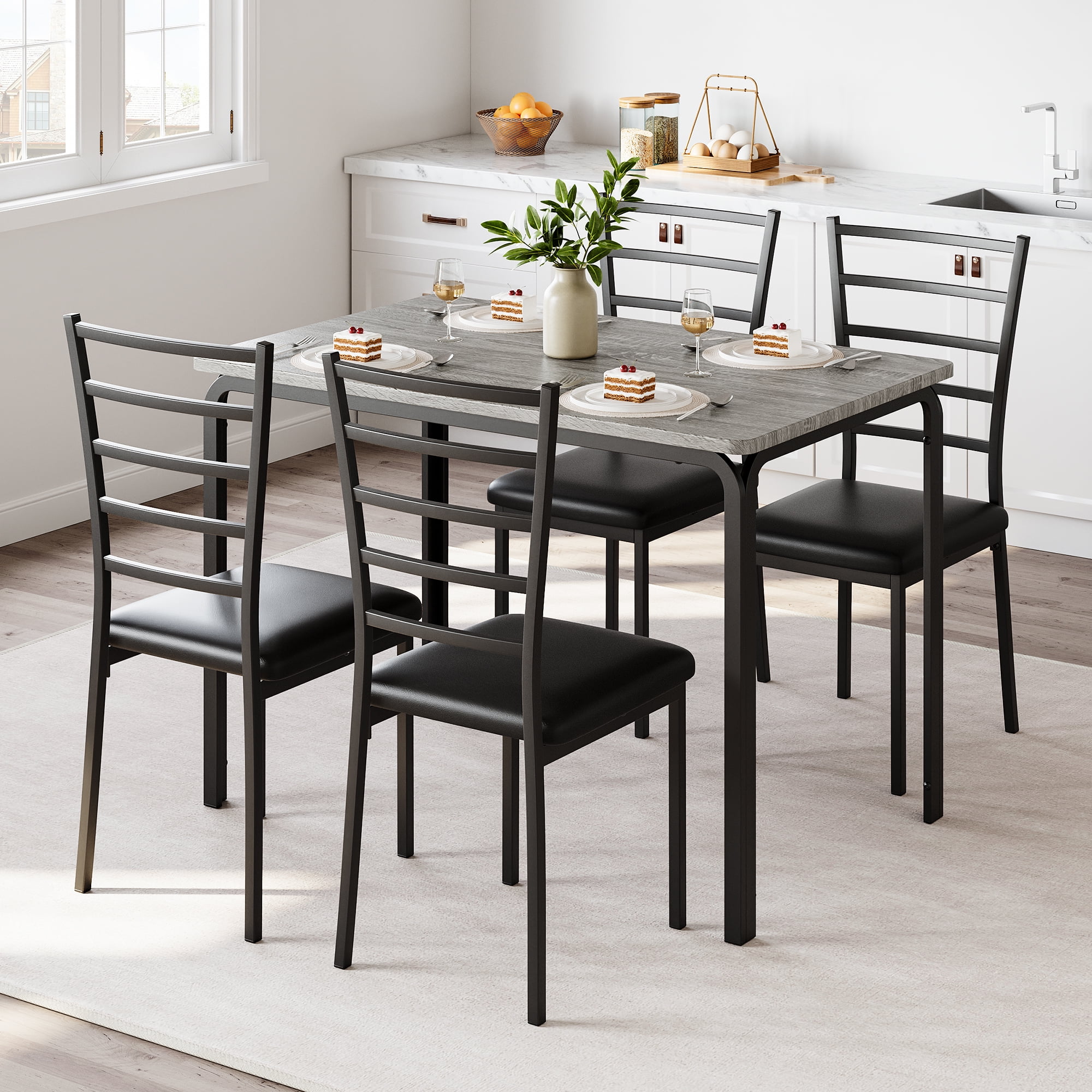 M optimized Dining Table Set for 4, Kitchen Table and Chairs for 4, 5 ...