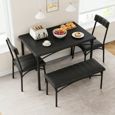 Dining Table Set for 4, Kitchen Table with Upholstered Chairs and Bench ...