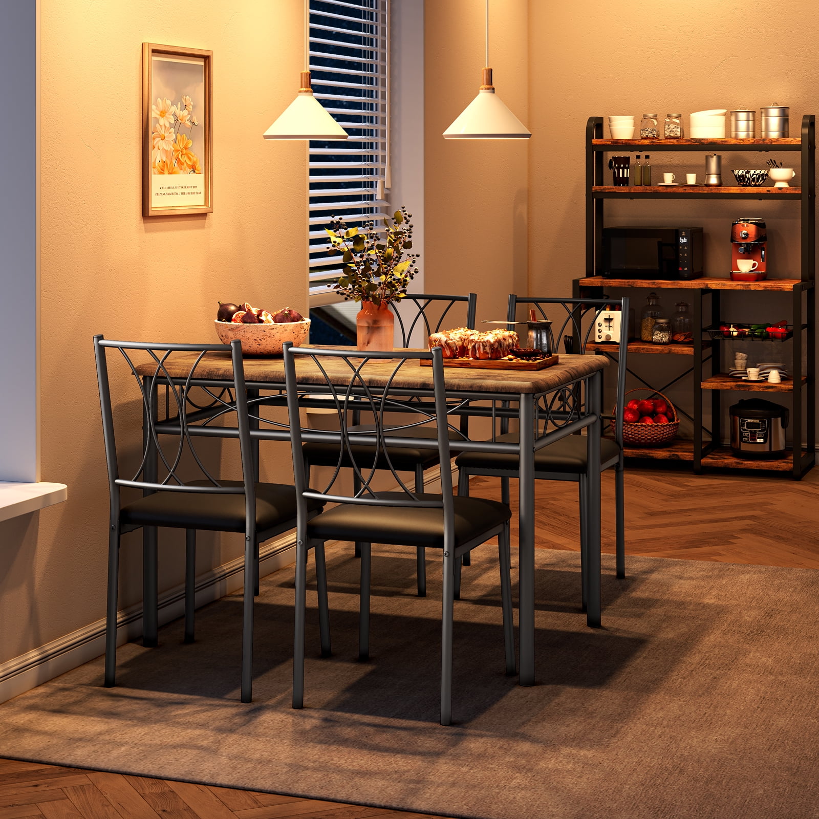 M optimized Dining Table Set, 5 Piece Dining Table Set for 4, Rectangle ...