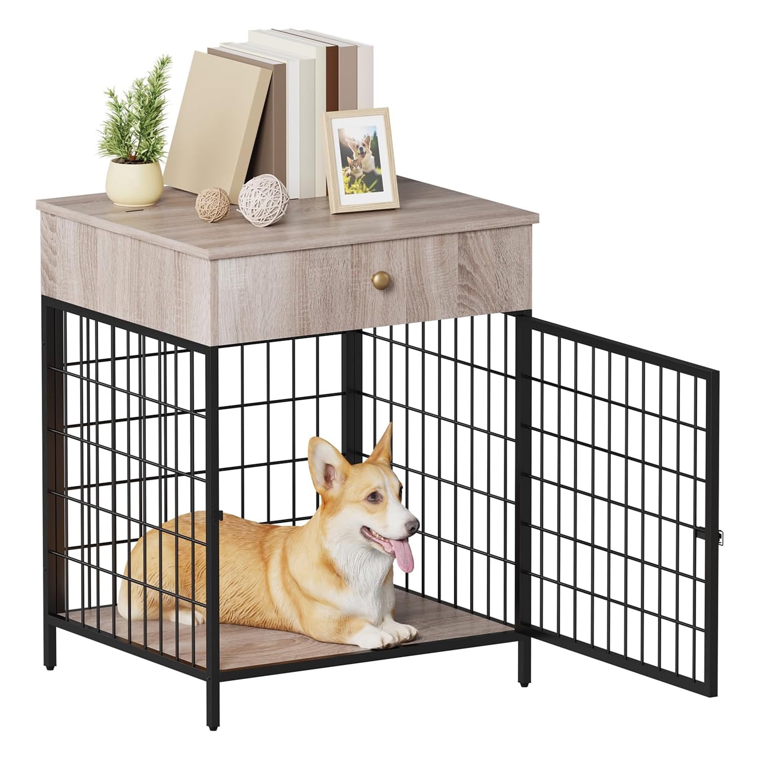 M optimized Dog Crate Furniture, Wooden Dog Crate End Table, Dog Kennel ...