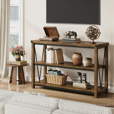 47 Inch Entryway Table, 3 Tier Narrow Long Console Table With Storage ...