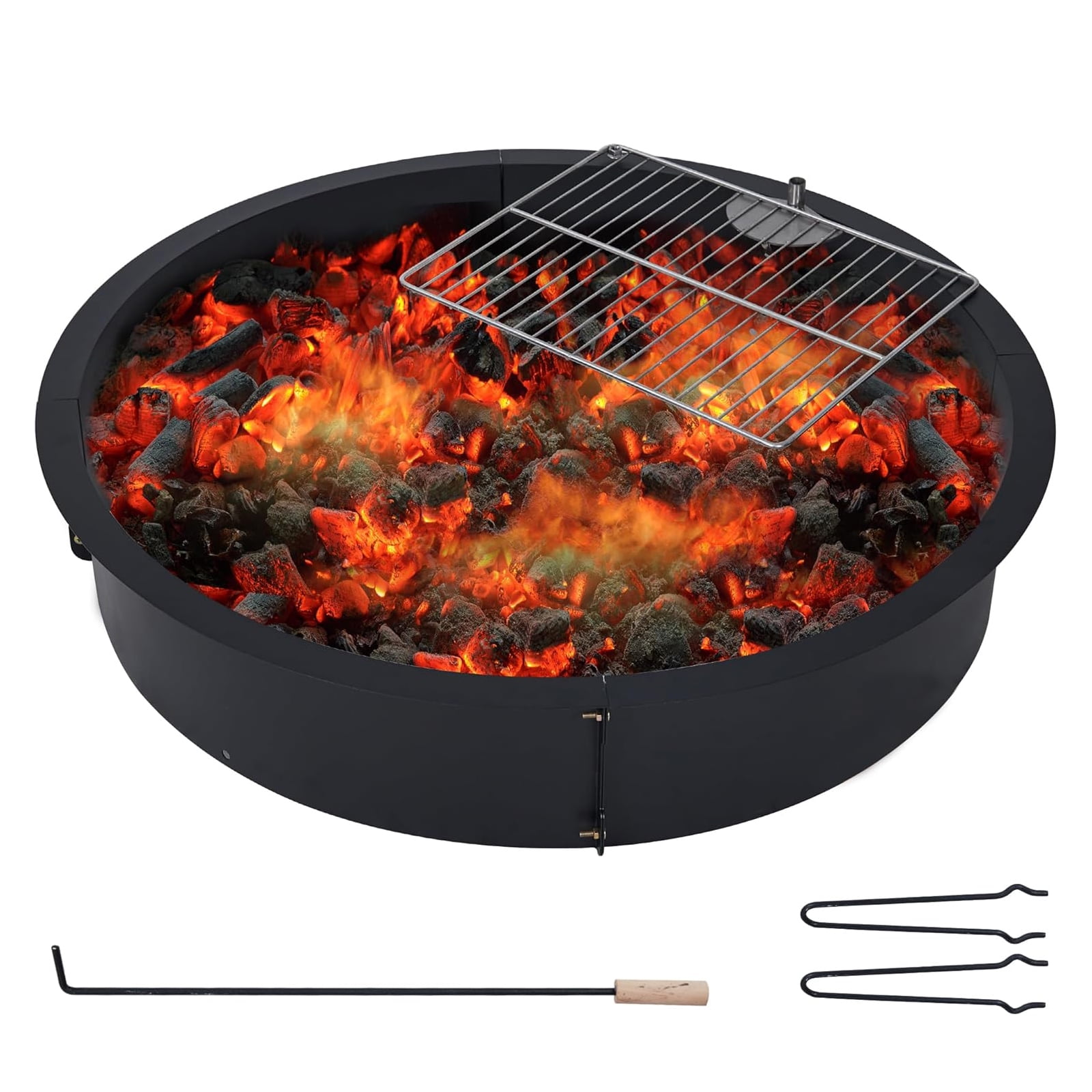 M optimized Fire Pit Ring Insert 32in/36in Outdoor Fire Pit Liner Round ...