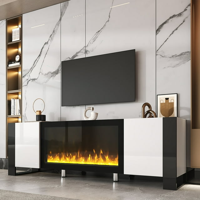 M optimized Fireplace TV Stand with 2 Large Cabinets, 34.2" Electric ...