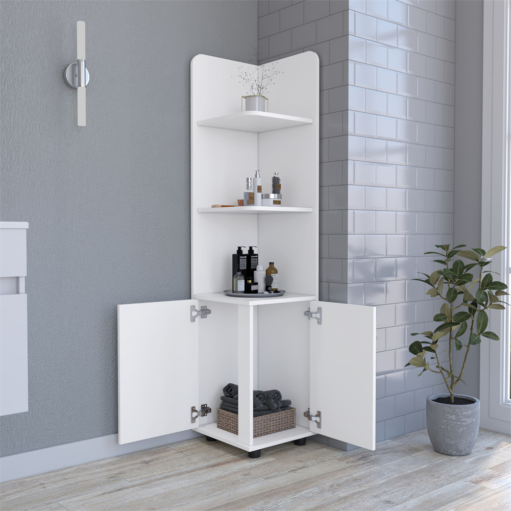 M optimized Floor Storage Cabinet, Tall Bathroom Storage Unit with 2 ...