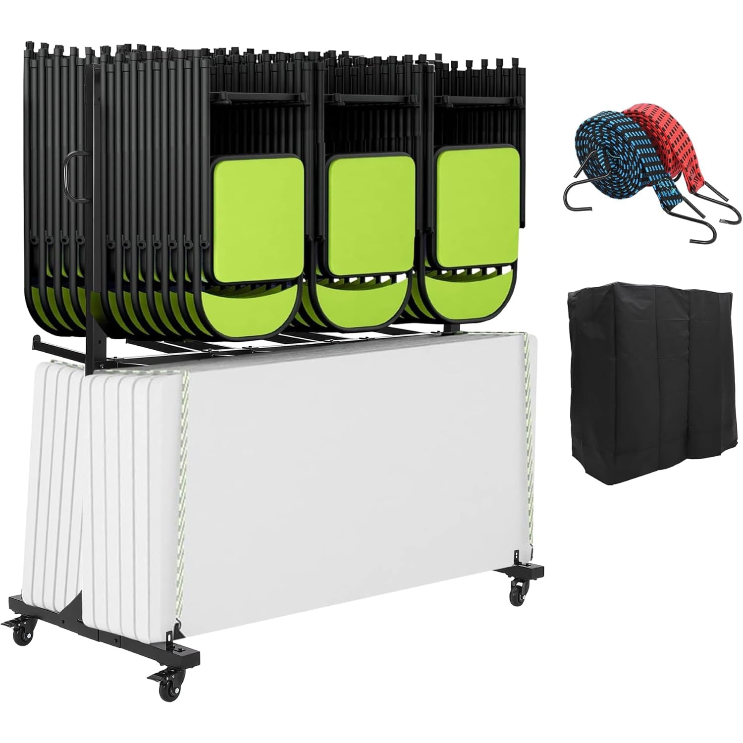 M optimized Folding Table and Chair Cart, Folding Chair Storage Rack ...