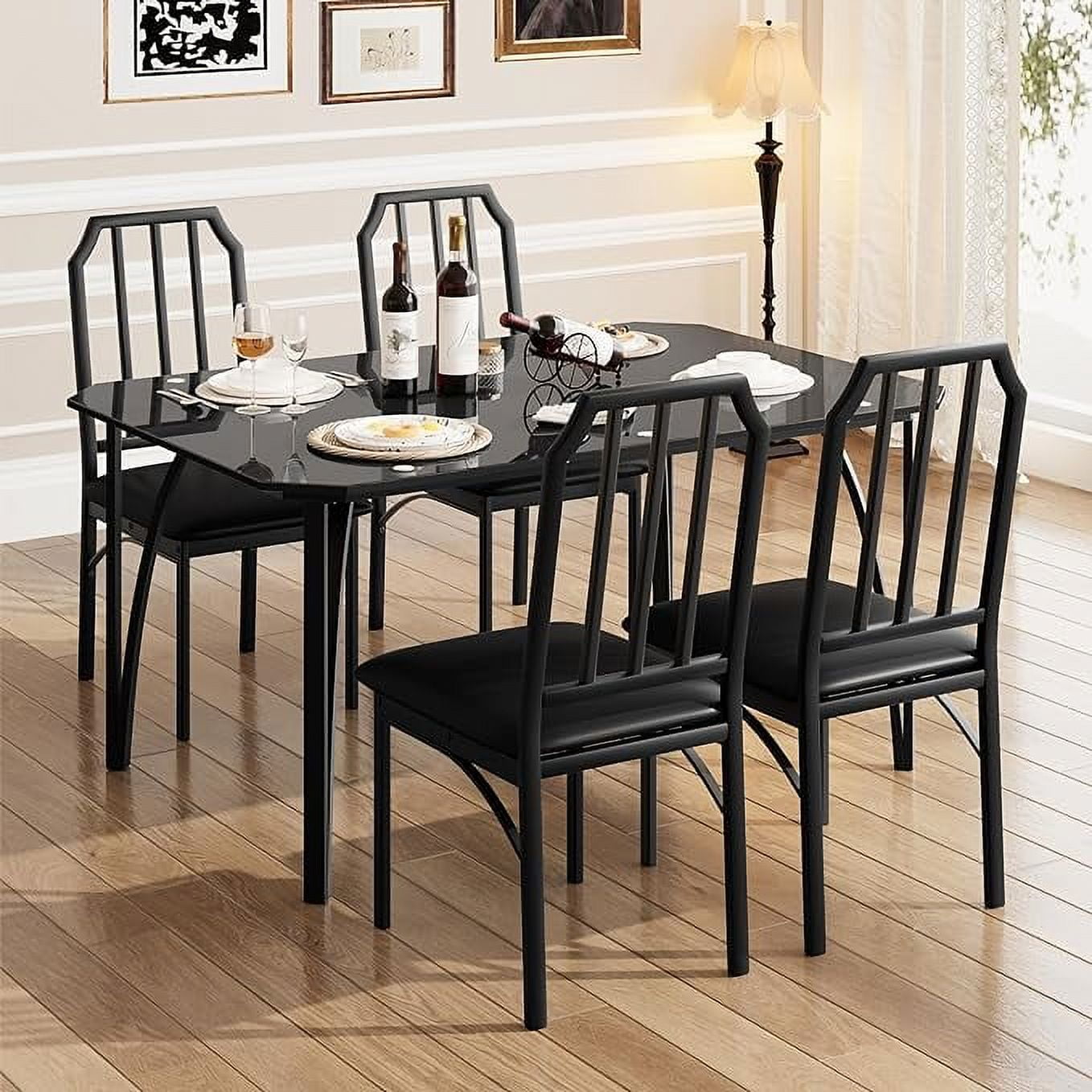 M optimized Glass Dining Table Set, Kitchen Table and Chairs with ...
