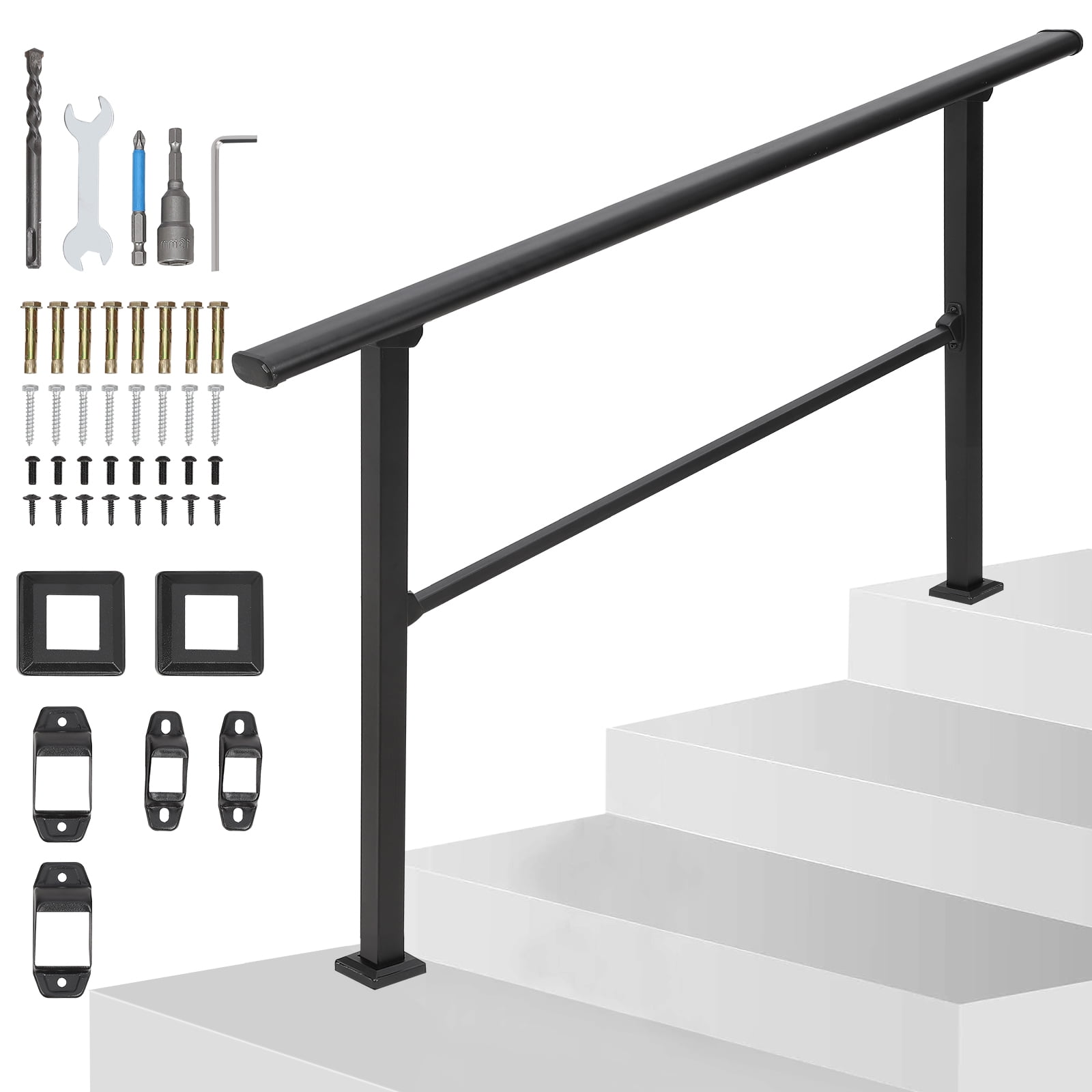 M optimized Handrails for Outdoor Steps, Outdoor Stair Railing Fits 3 ...