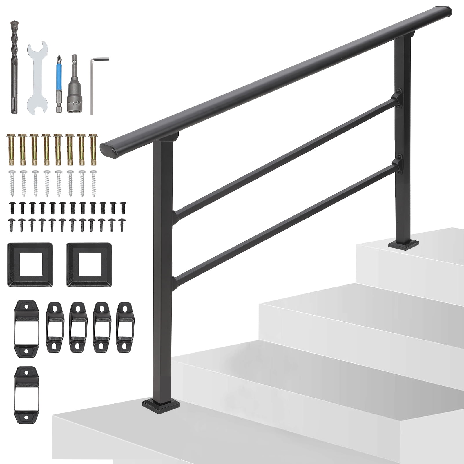 M optimized Handrails for Outdoor Steps, Outdoor Stair Railing Fits 3 ...