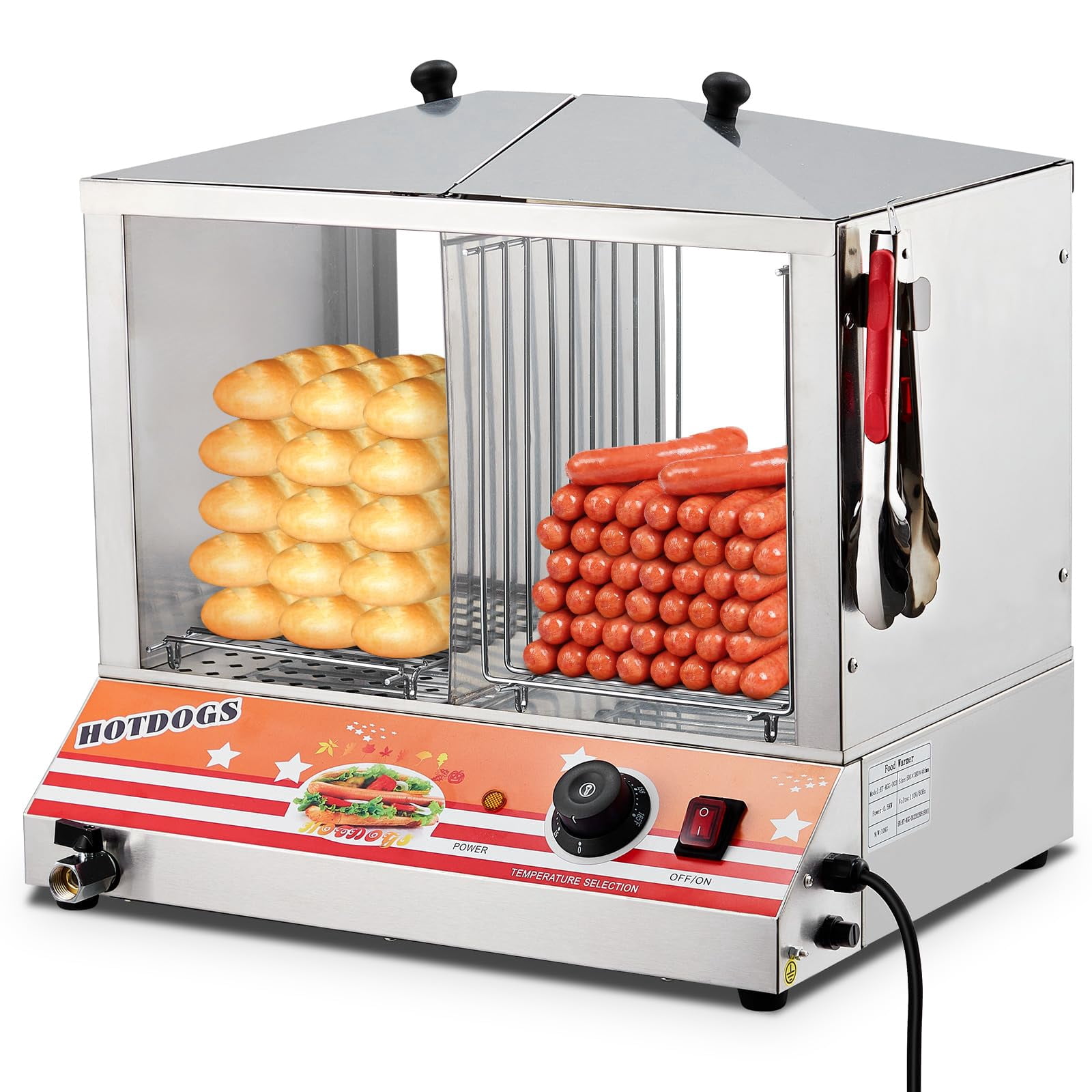 M optimized Hot Dog Steamer, Hot Dog Steamer with Bun Warmer Adjustable ...