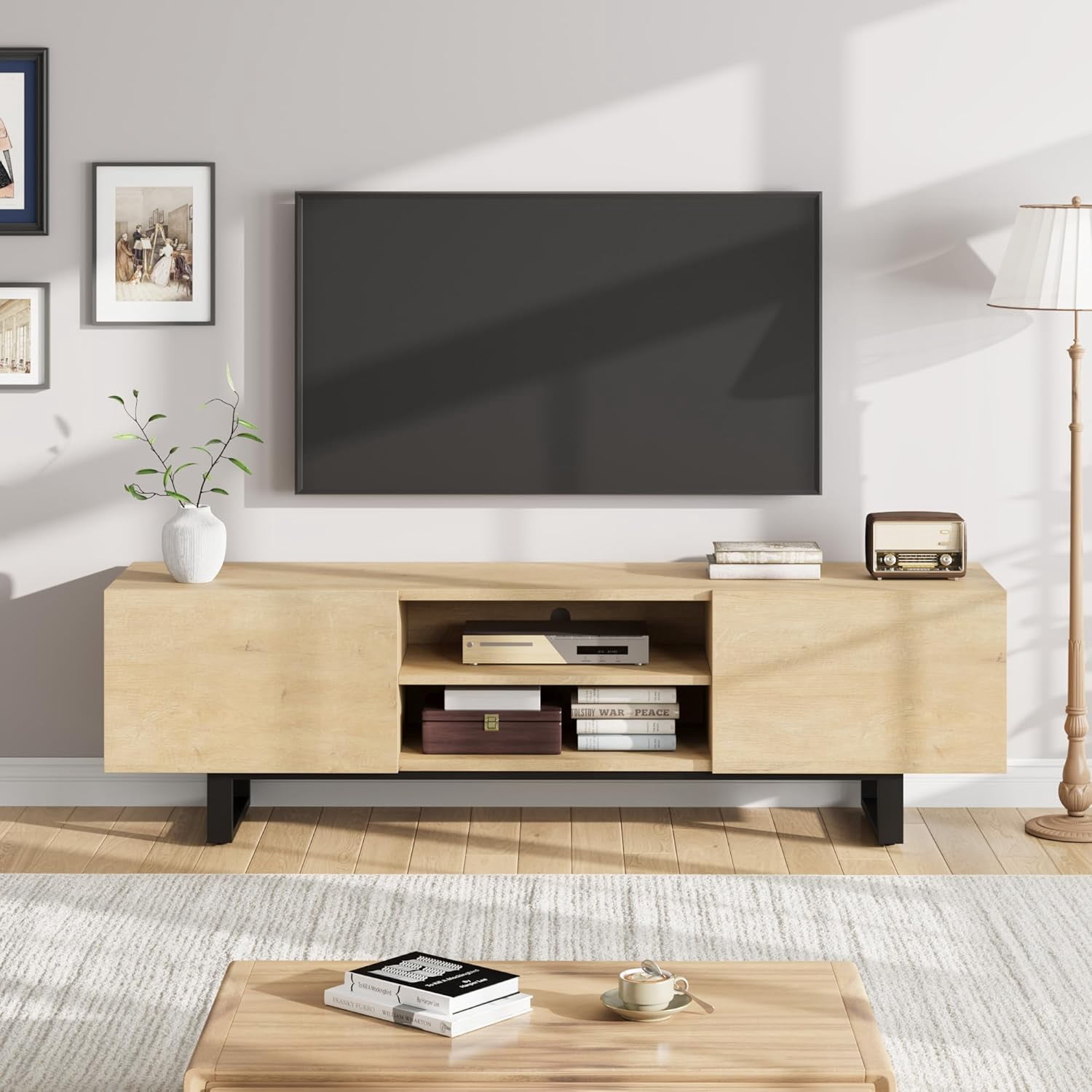 M optimized Industrial TV Stand for 80" TVs, Modern Entertainment ...