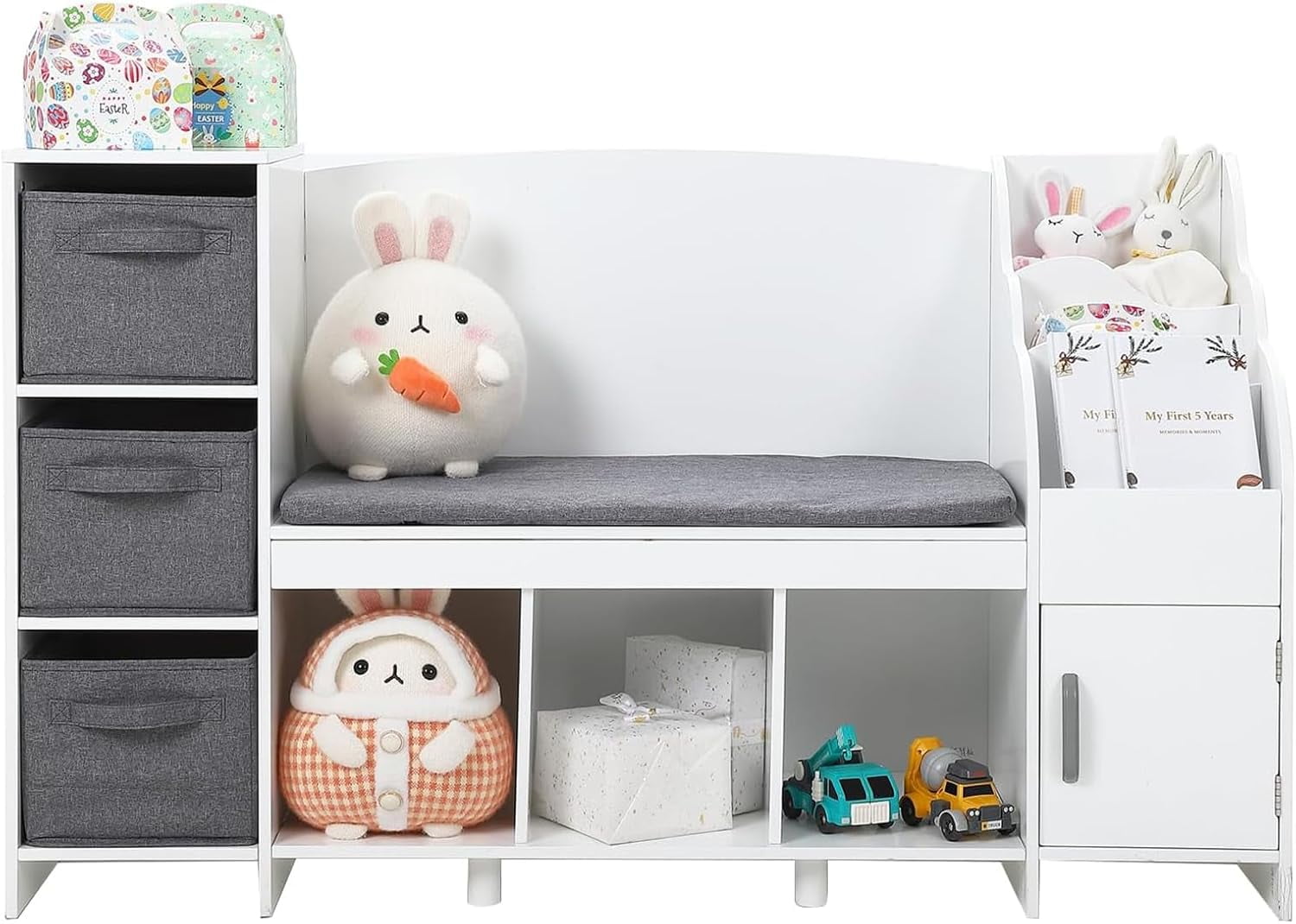 M optimized Kids Bookshelf with Reading Nook, Bookcase with Detachable ...
