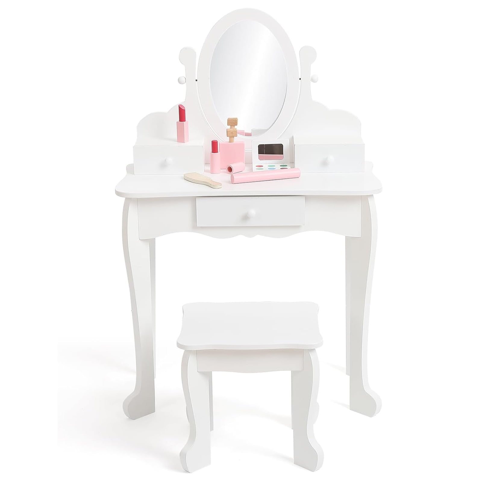 M optimized Kids' Vanity Set with Mirror, Makeup Table and Stool for ...