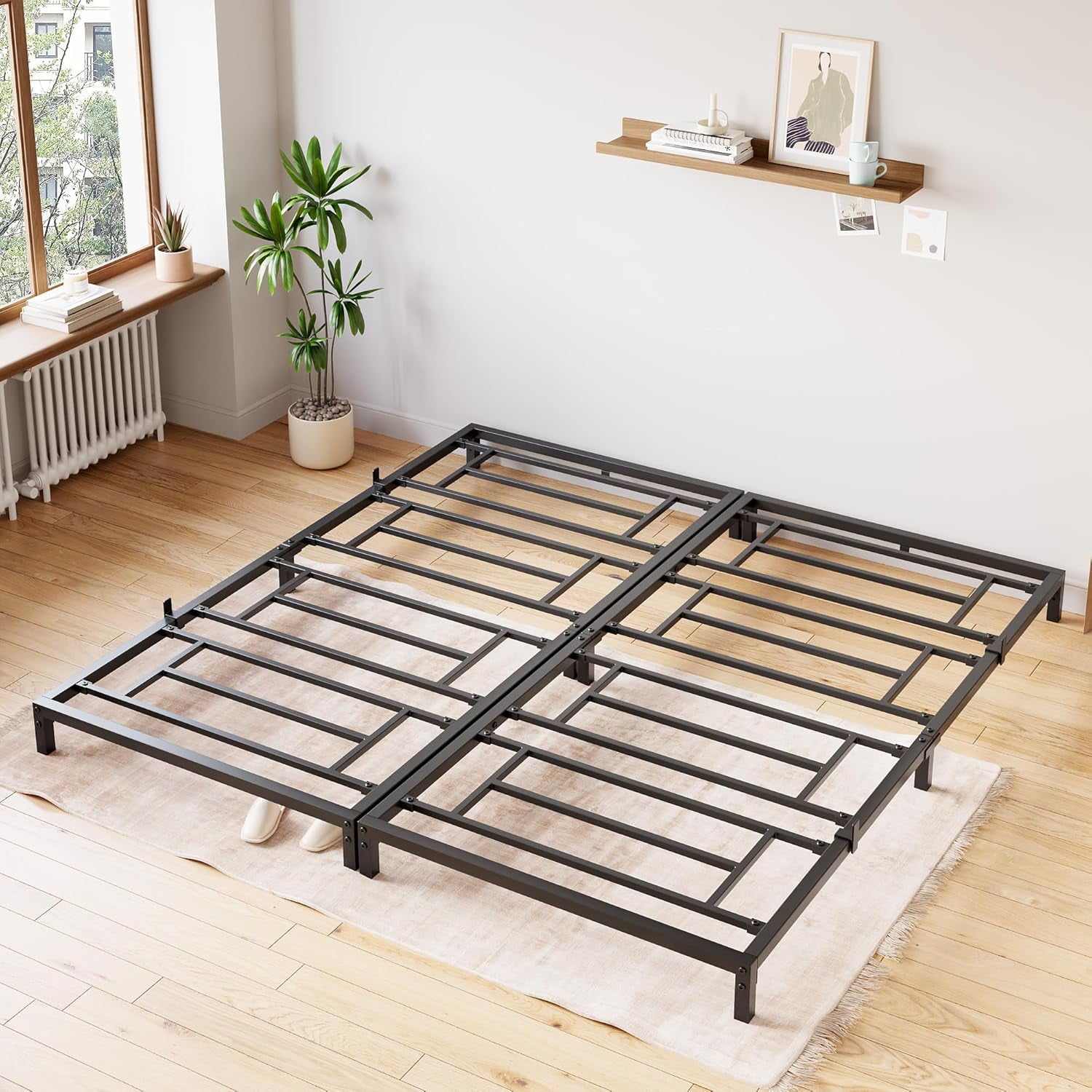 M optimized King Bed Frame No Box Spring Needed, Heavy Duty Metal ...